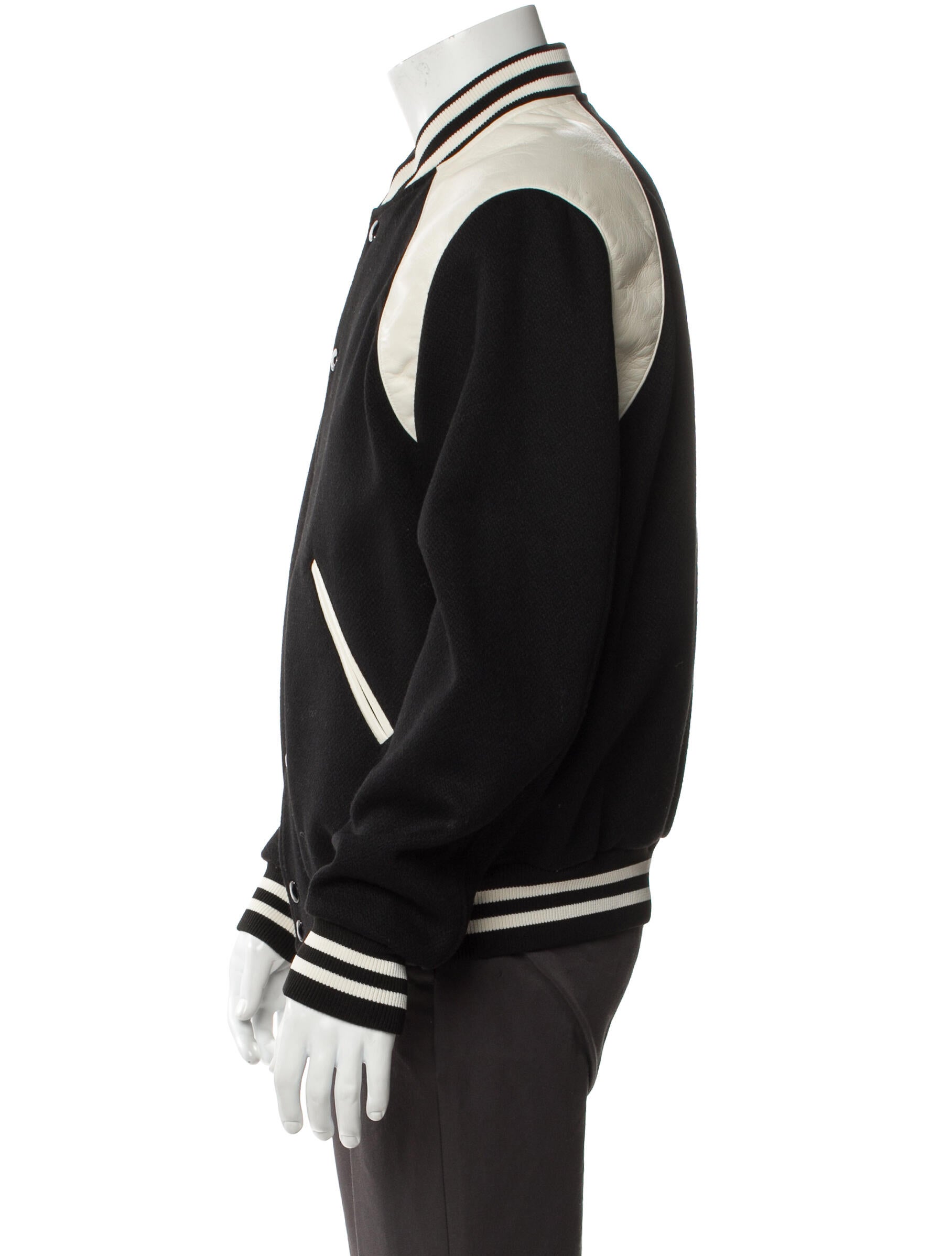 Ralph Lauren Purple Label Wool Striped Varsity Jacket - Black Outerwear, Clothing - RLPLB71981 ...