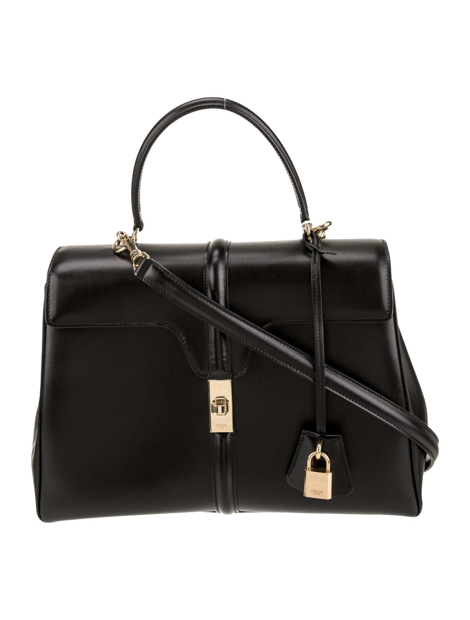 Celine Leather Top Handle Bag Medium - Black Handle Bags, Handbags ...