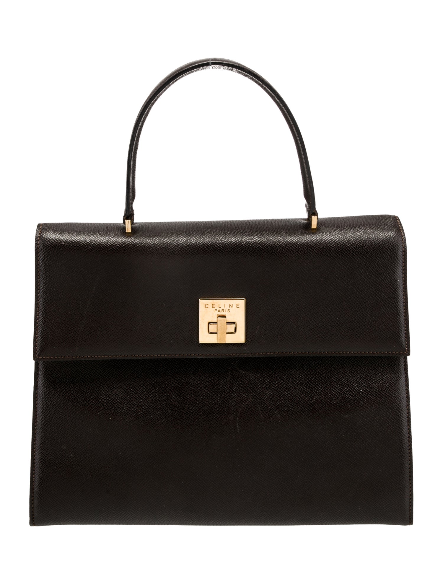 Celine Leather Top Handle Bag Vintage - Brown Handle Bags, Handbags ...