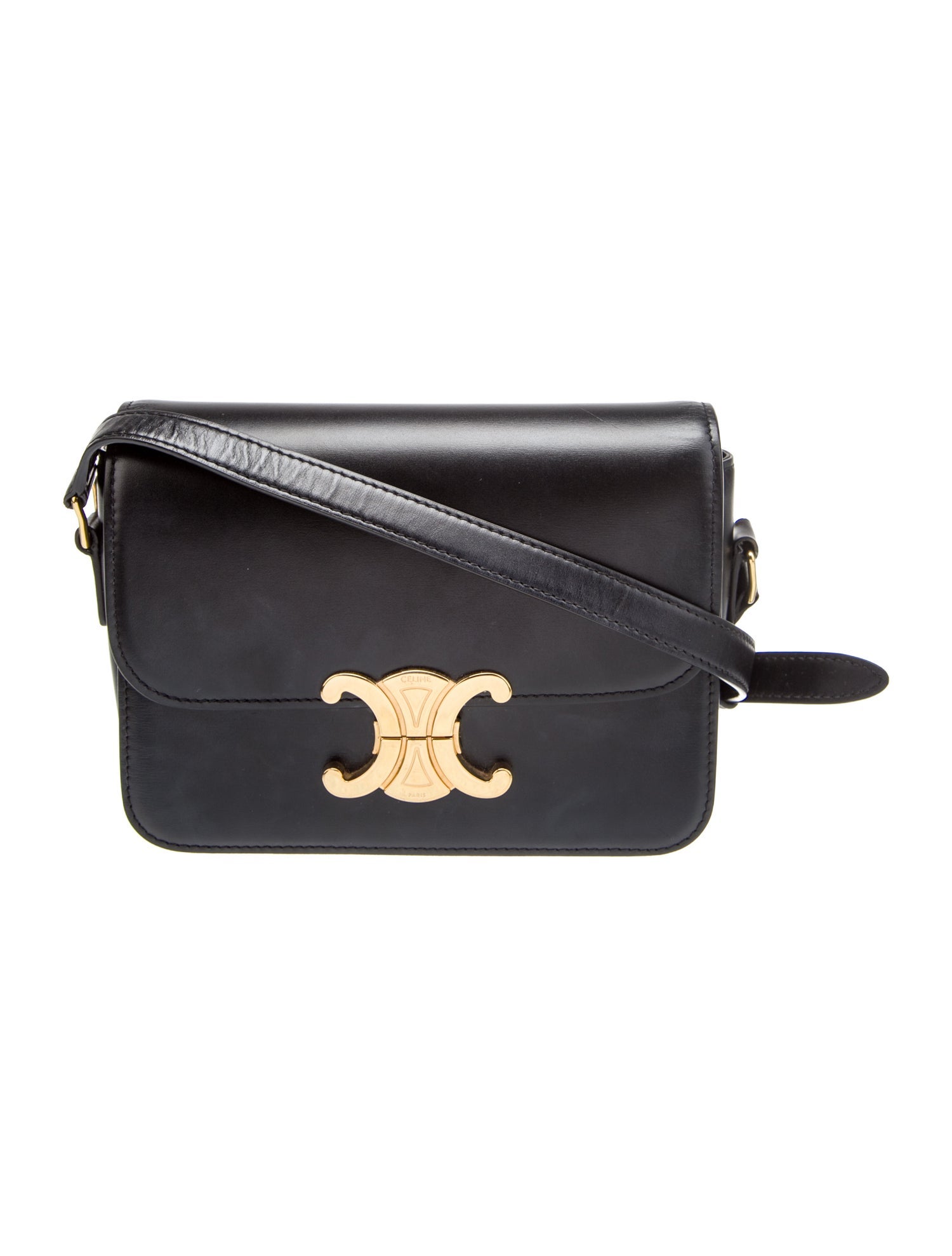 Celine Leather Triomphe Teen - Black Crossbody Bags, Handbags ...