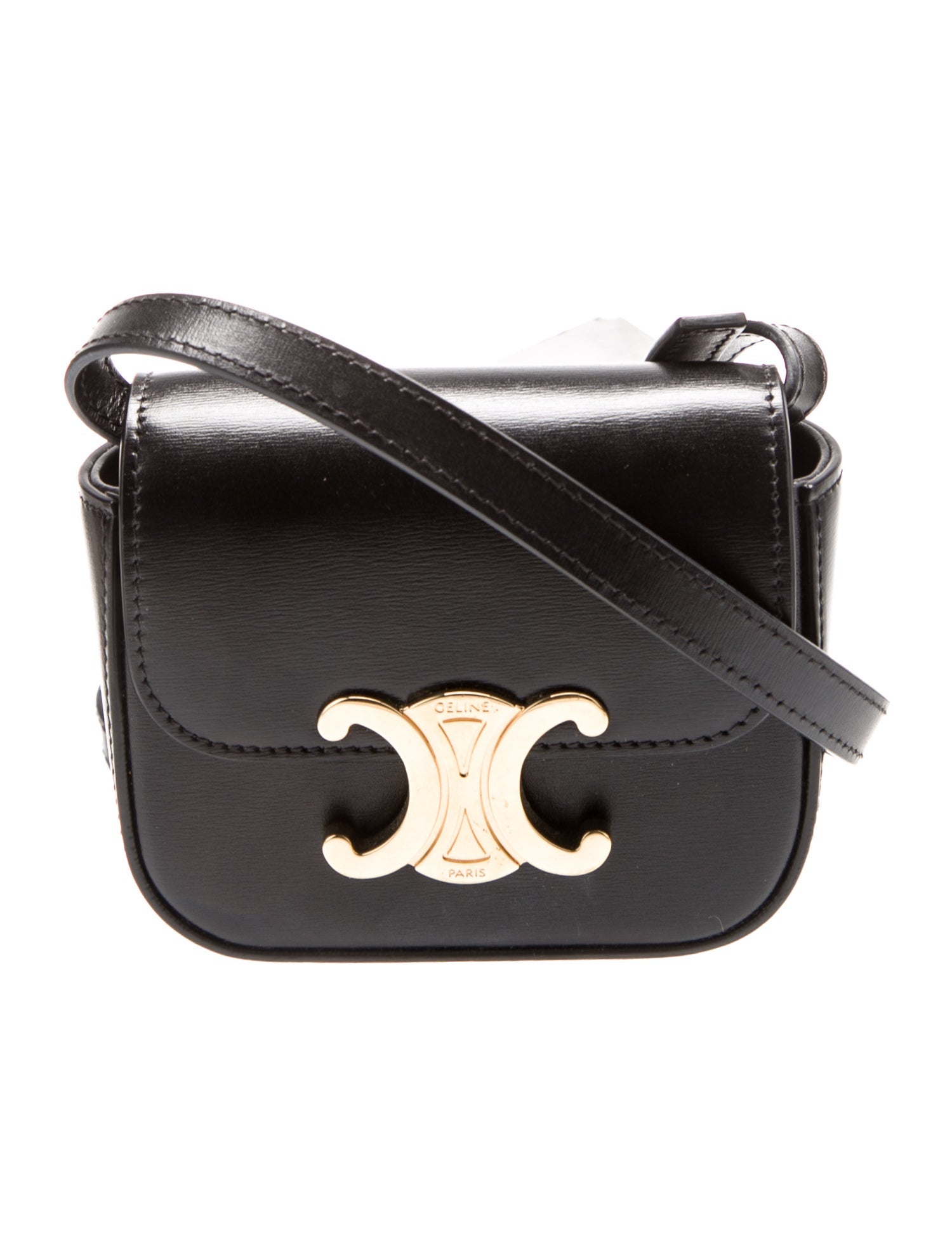 Celine Triomphe Triomphe Mini - Black Crossbody Bags, Handbags ...