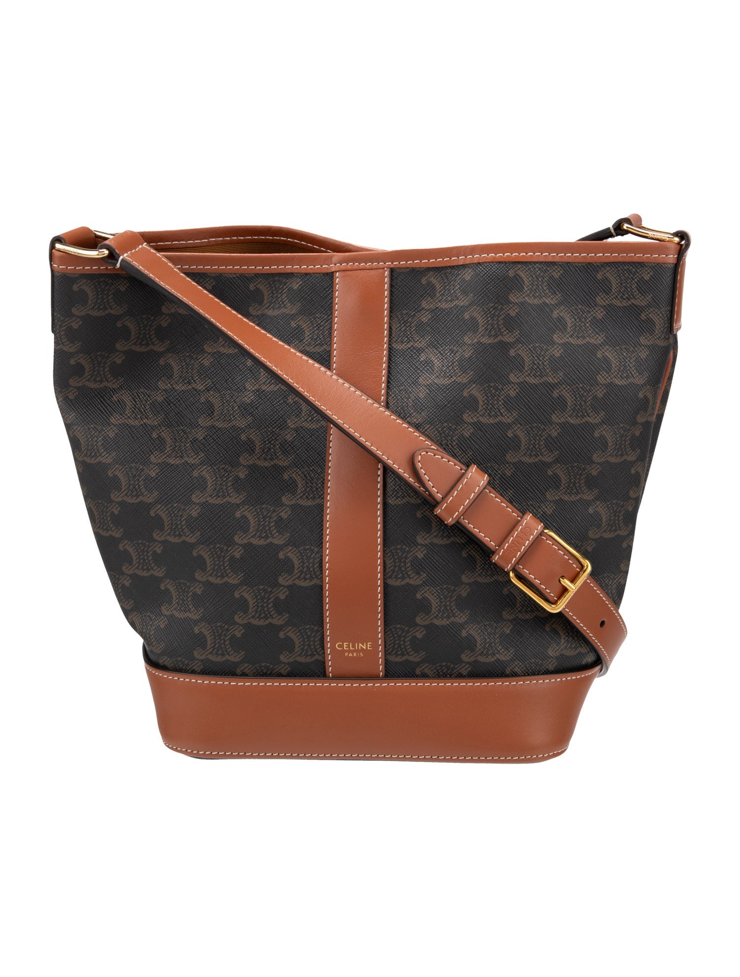 Celine Triomphe Bucket Bag Small - Brown Bucket Bags, Handbags ...