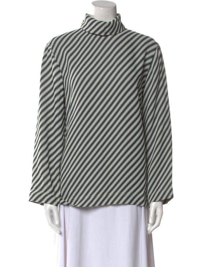 Celine Striped Mock Neck Blouse - Black Tops, Clothing - CEL357882 | The RealReal