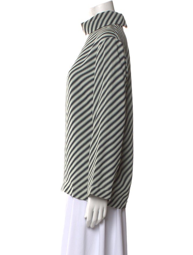 Celine Striped Mock Neck Blouse - Black Tops, Clothing - CEL357882 | The RealReal