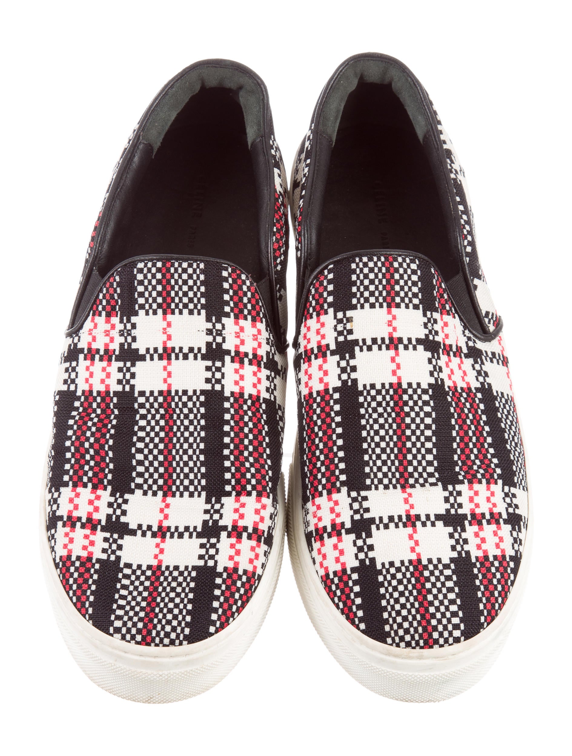 Céline Plaid Slip On Sneakers Shoes Cel48053 The Realreal