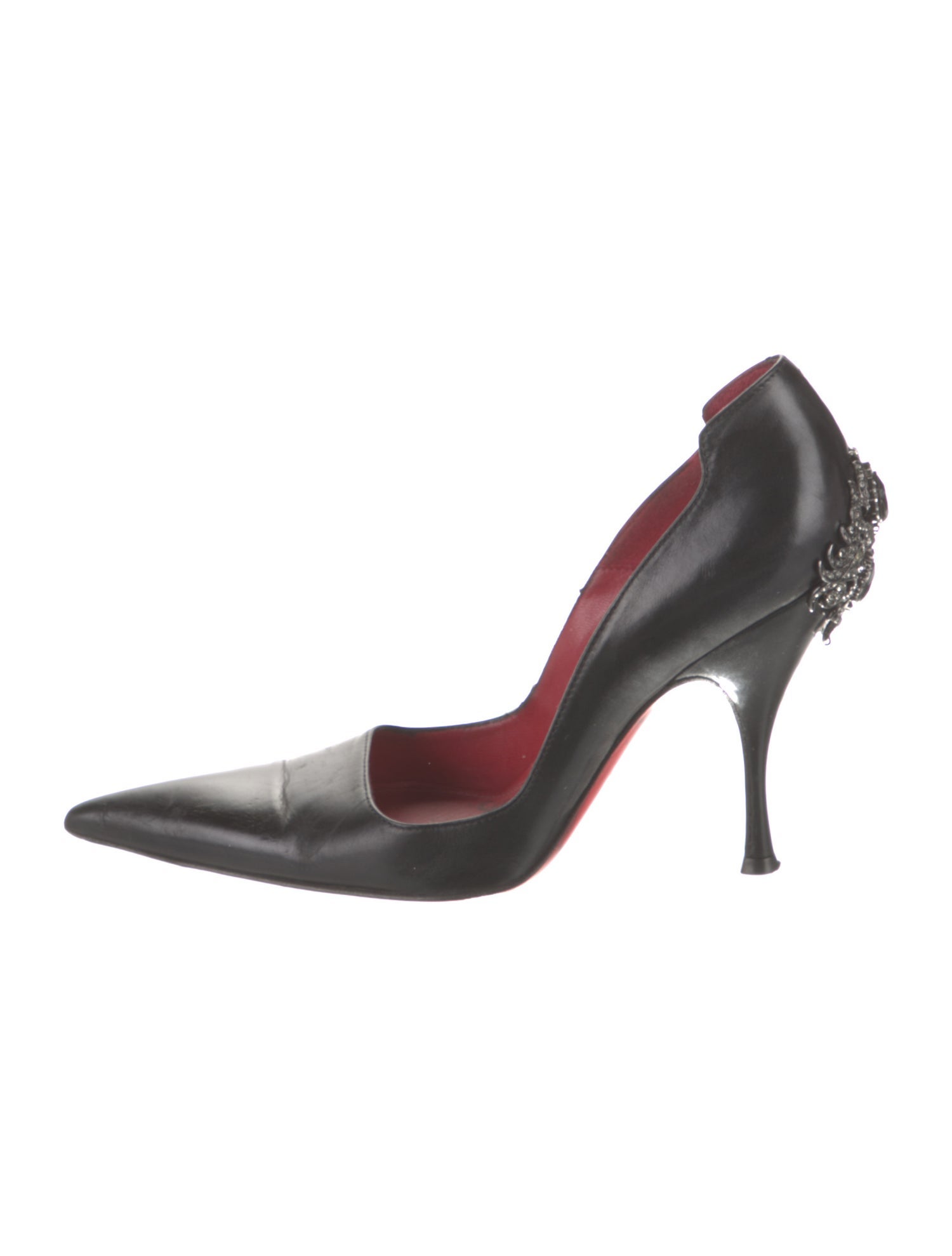 Cesare Paciotti Leather Crystal Embellishments D'Orsay Pumps - Black ...