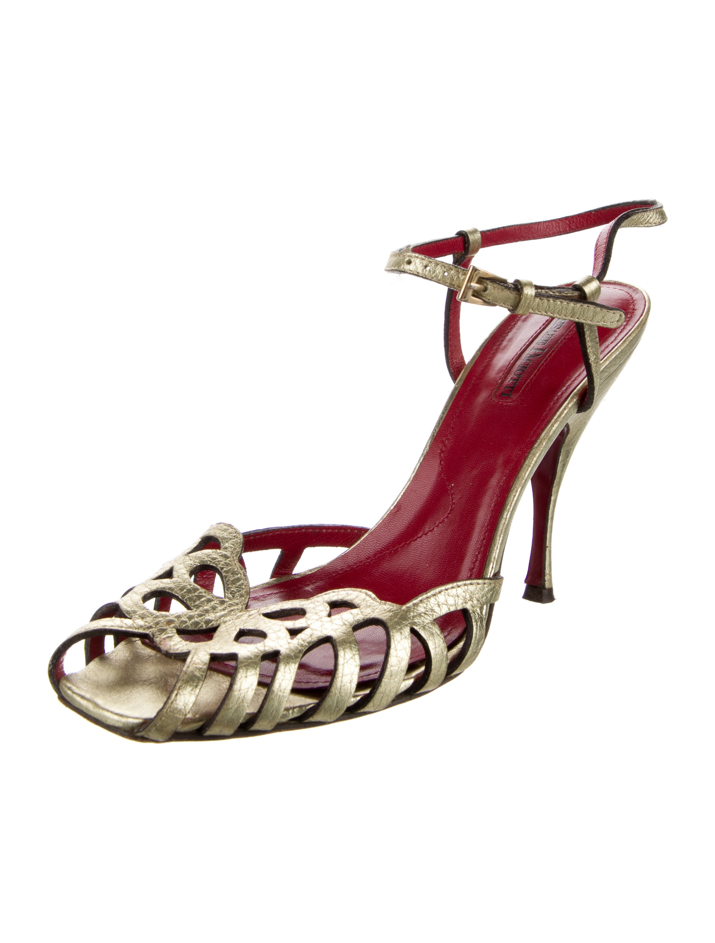 Cesare Paciotti Leather Animal Print Sandals - Gold Sandals, Shoes ...