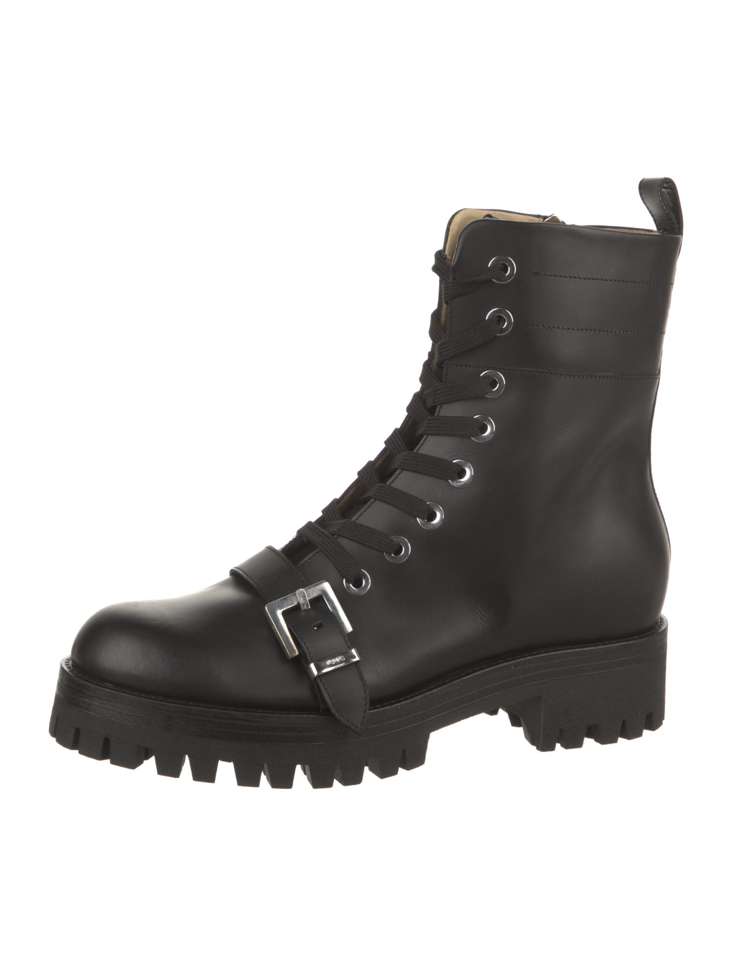Cesare Paciotti Leather Combat Boots - Black Boots, Shoes - CES23449 ...