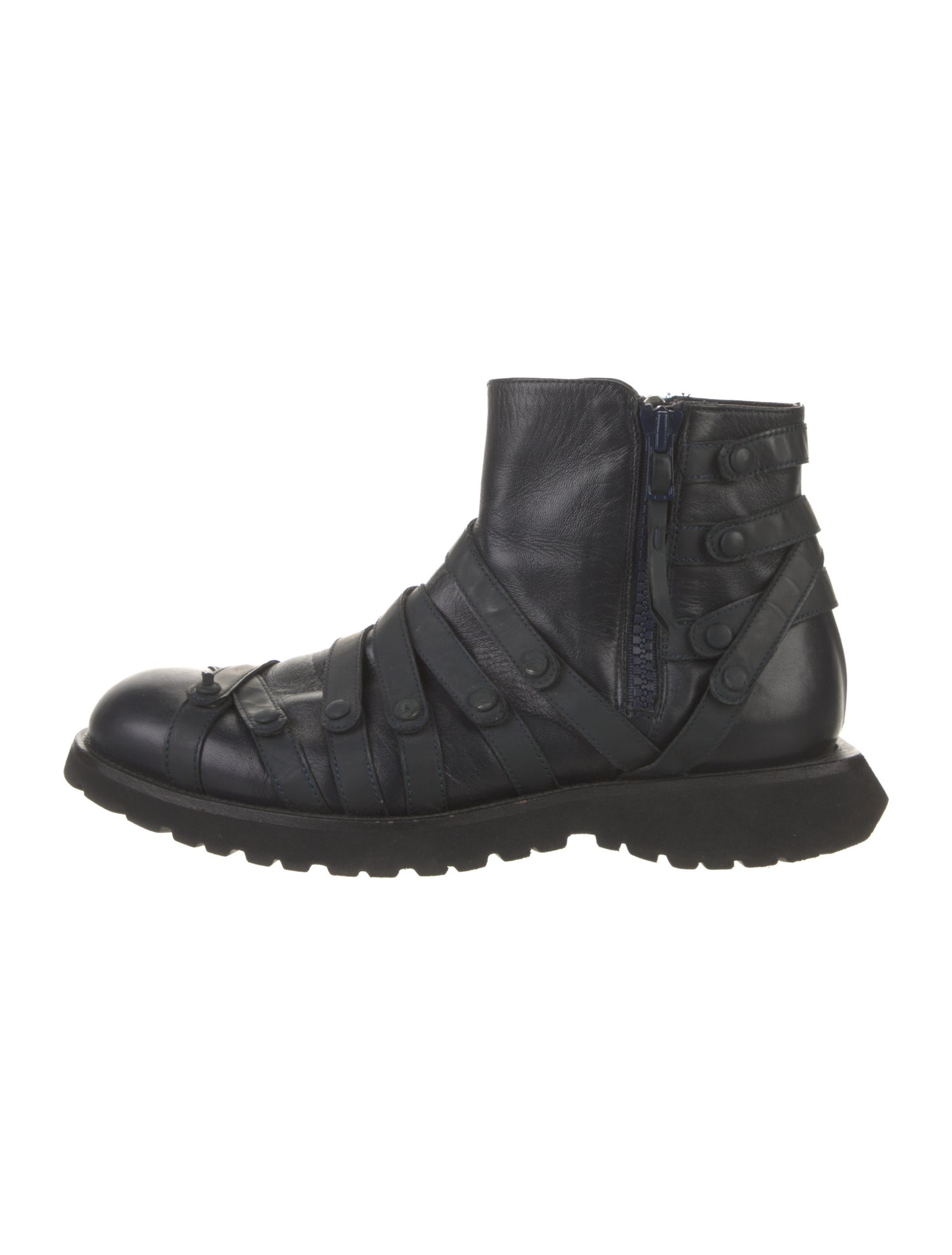 Cesare Paciotti Leather Moto Boots - Blue Boots, Shoes - CES23897 | The ...