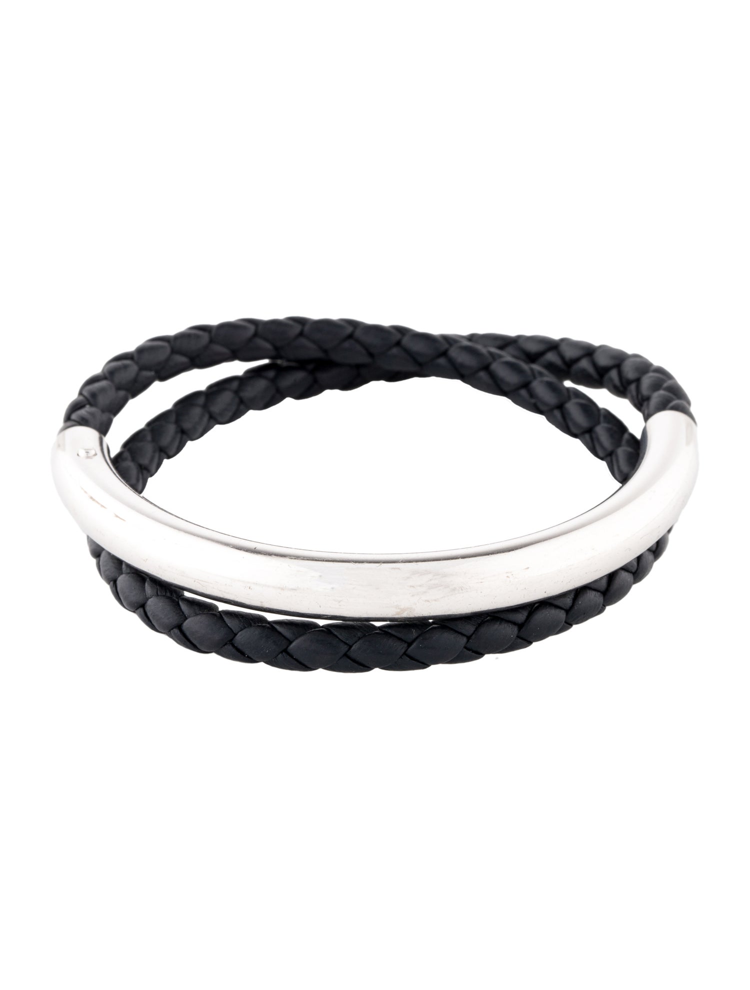 Christofle Duo Complice Leather Braided Bracelet - Black, Sterling ...