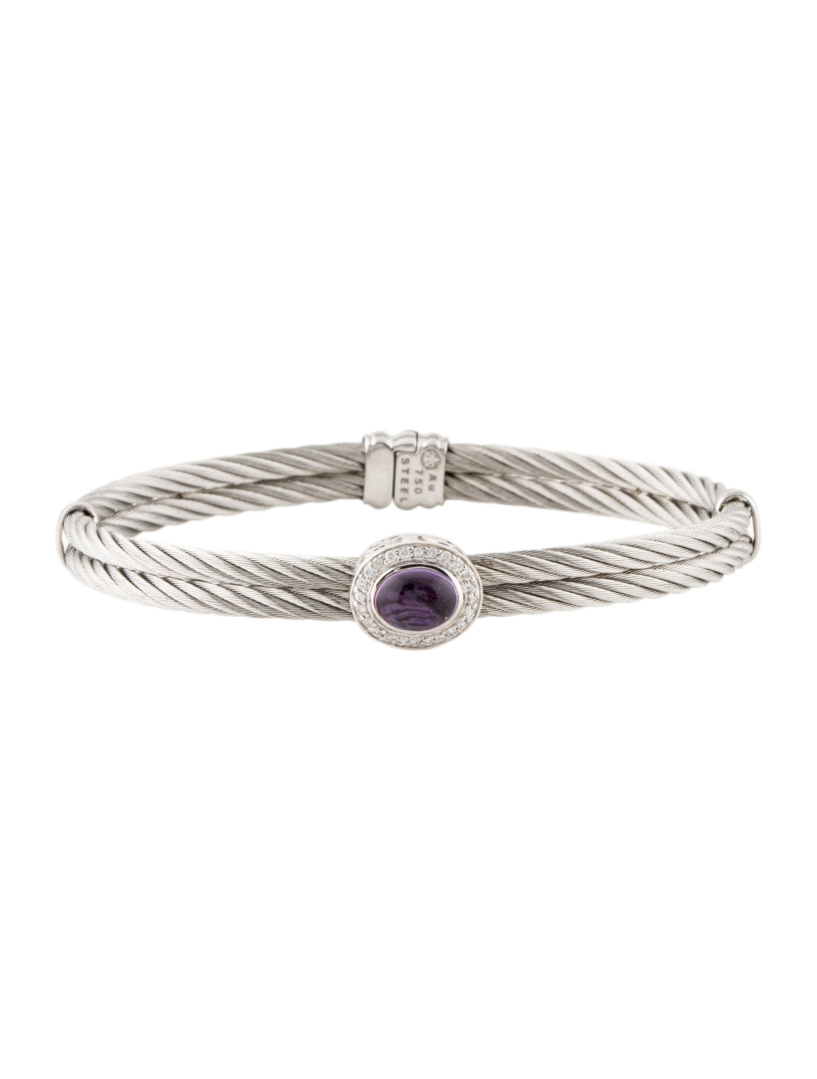 Charriol 18K Diamond Cable Station Bangle - 18K White Gold Bangle ...