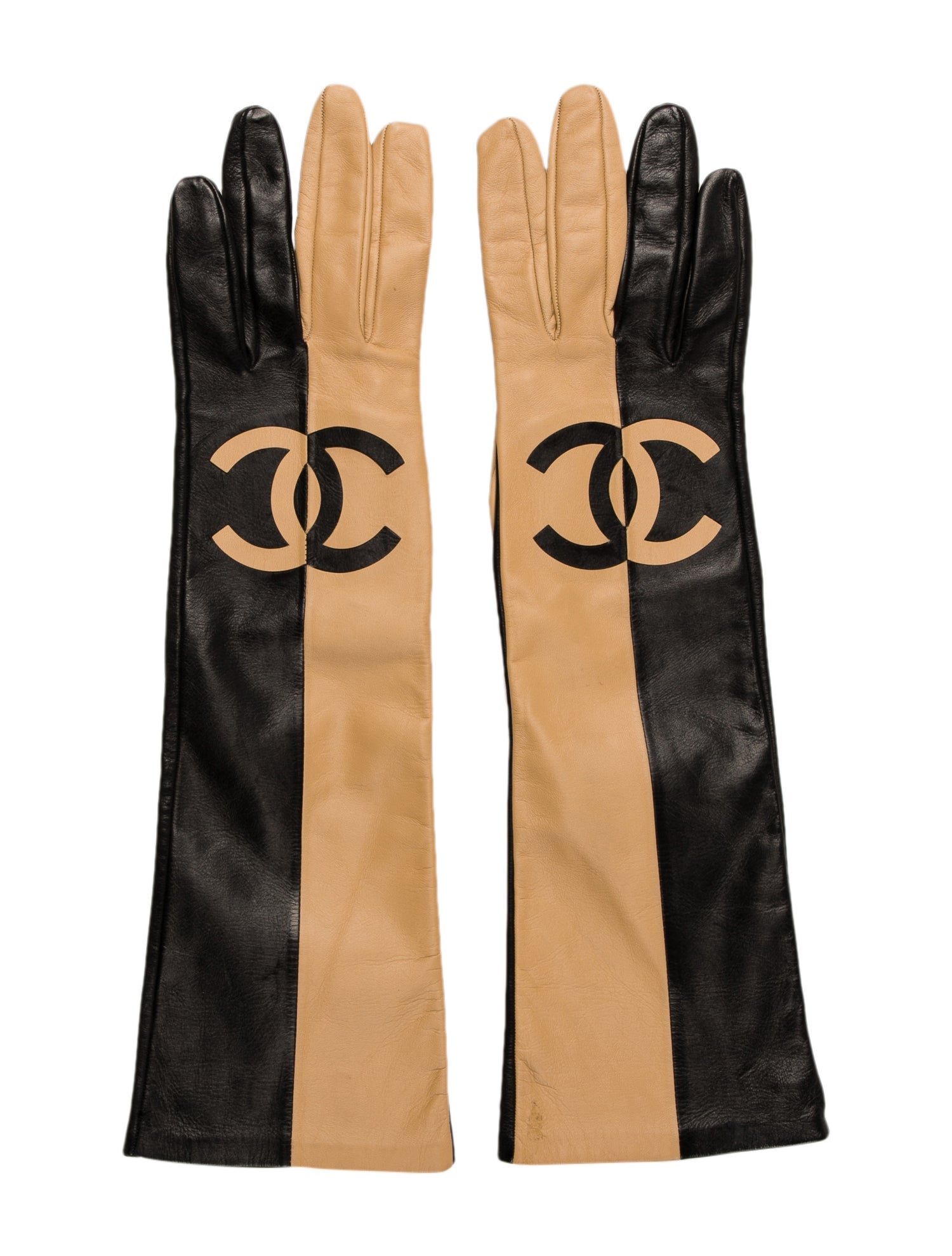 Chanel Colorblock CC Leather Gloves - Black Winter Accessories ...