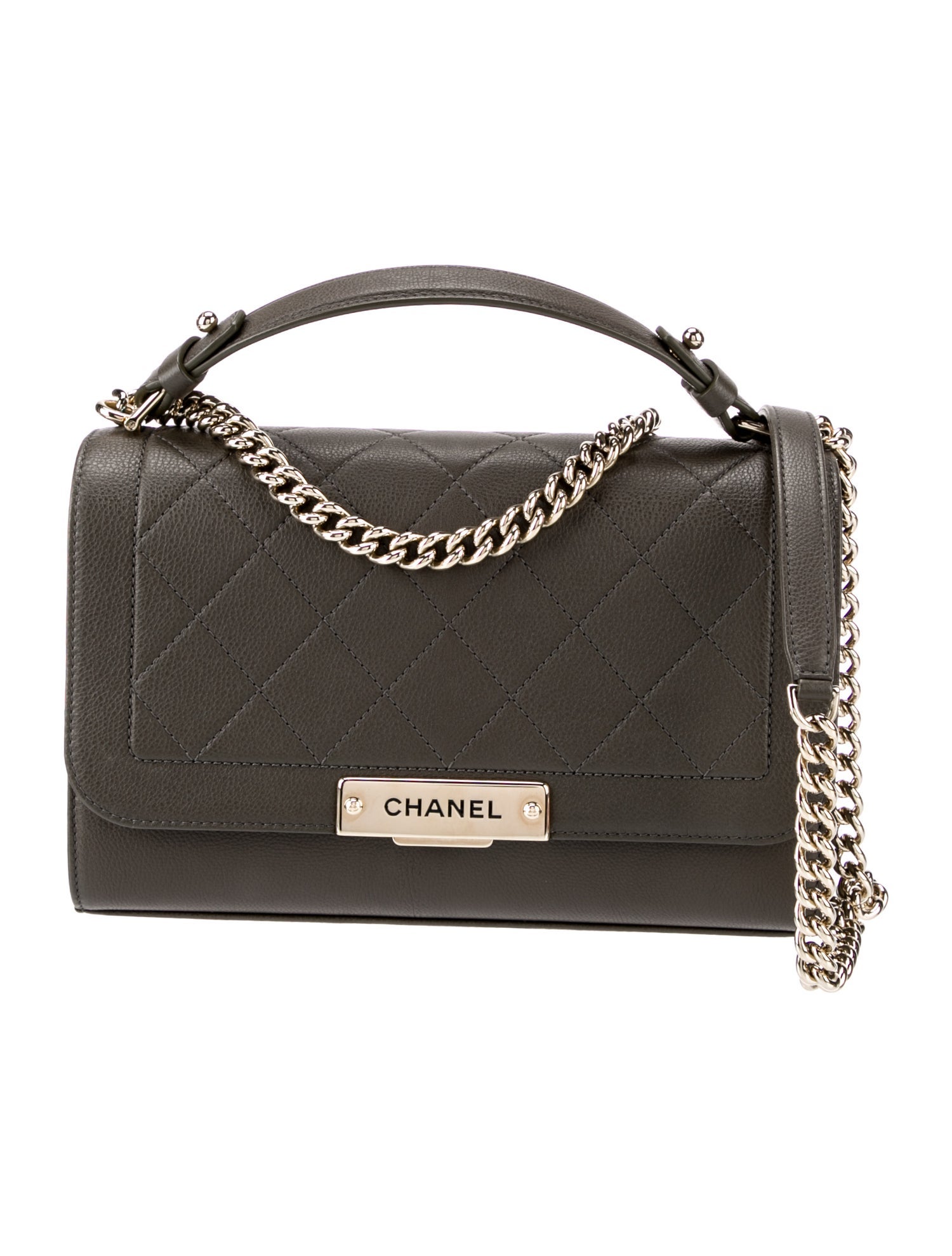 Chanel Medium Label Click Flap Bag - Green Handle Bags, Handbags ...