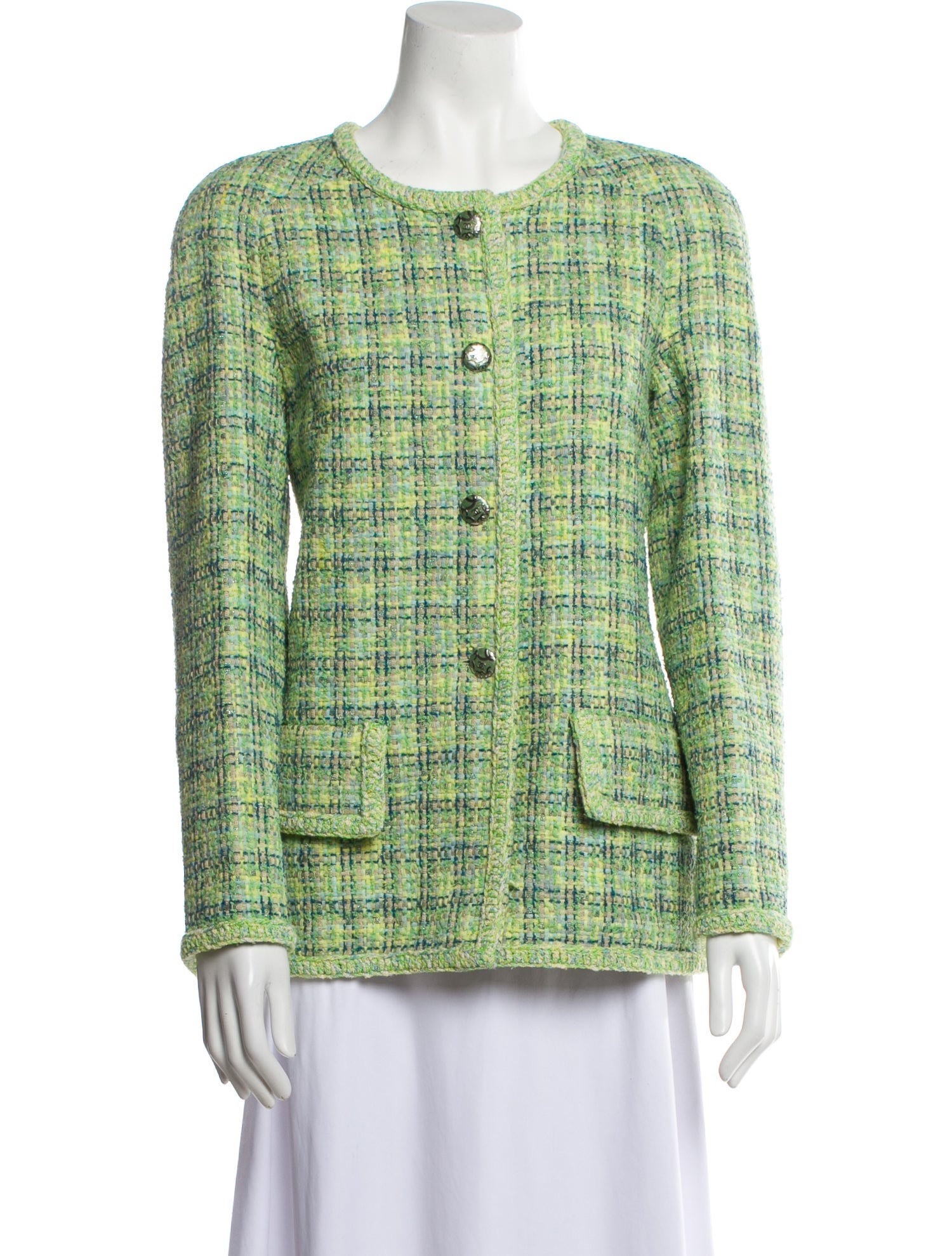 Chanel 2019 Printed Evening Jacket - Green Jackets, Clothing ...