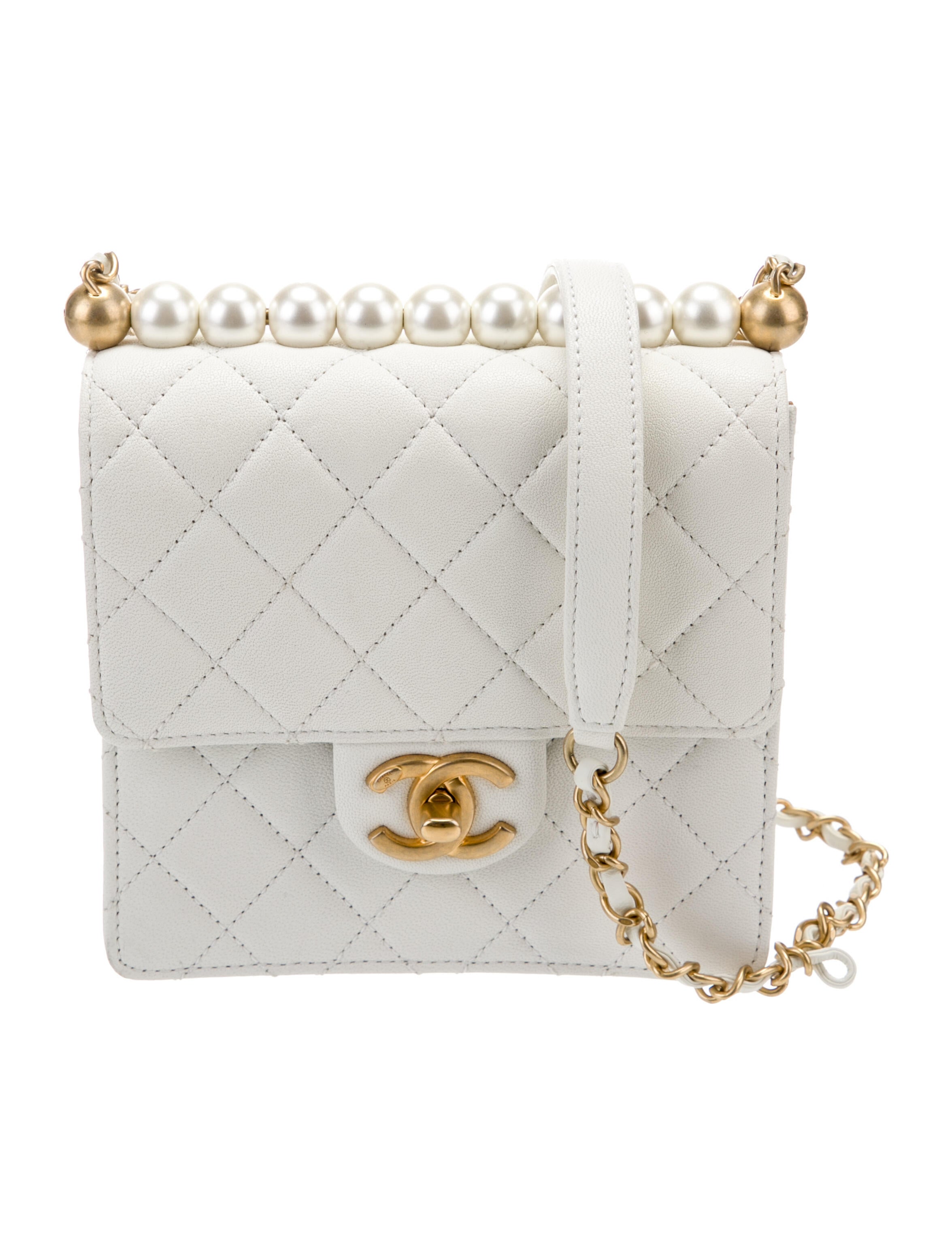 Chanel Small Chic Pearls Flap Bag - White Crossbody Bags, Handbags ...