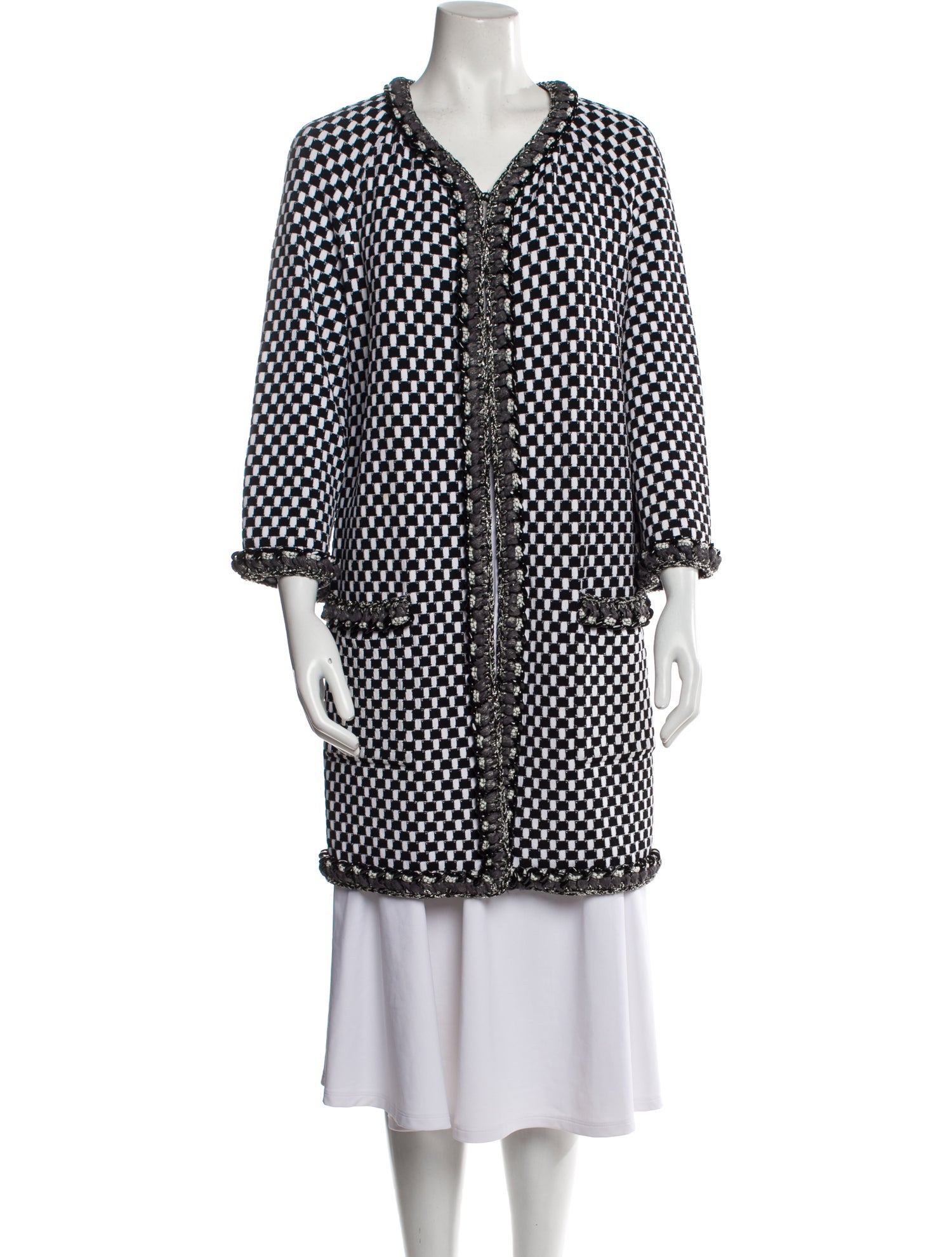 Chanel 2014 Plaid Print Trench Coat - Black Coats, Clothing ...
