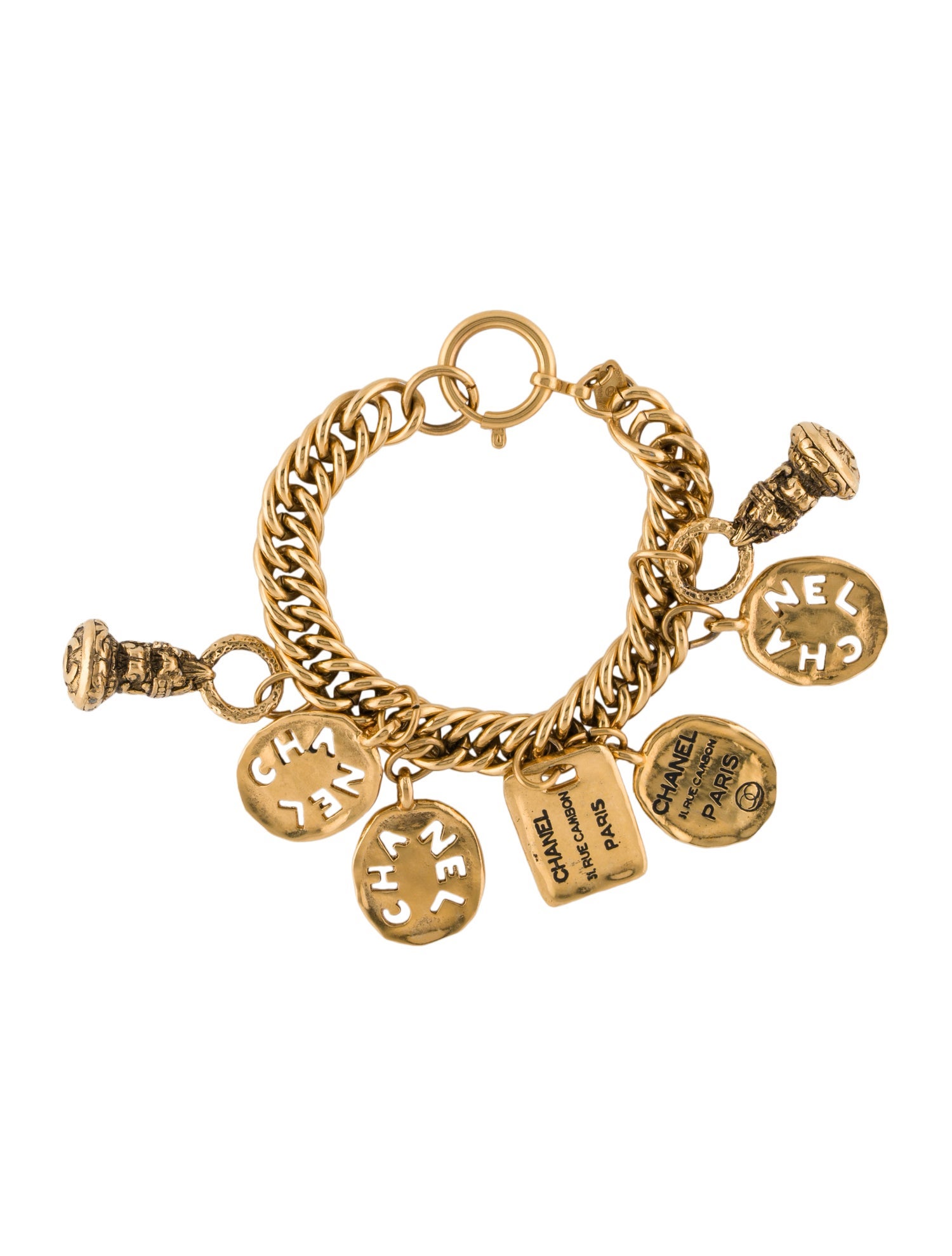 Chanel Vintage 31 Rue Cambon Charm Bracelet - Brass Charm, Bracelets ...