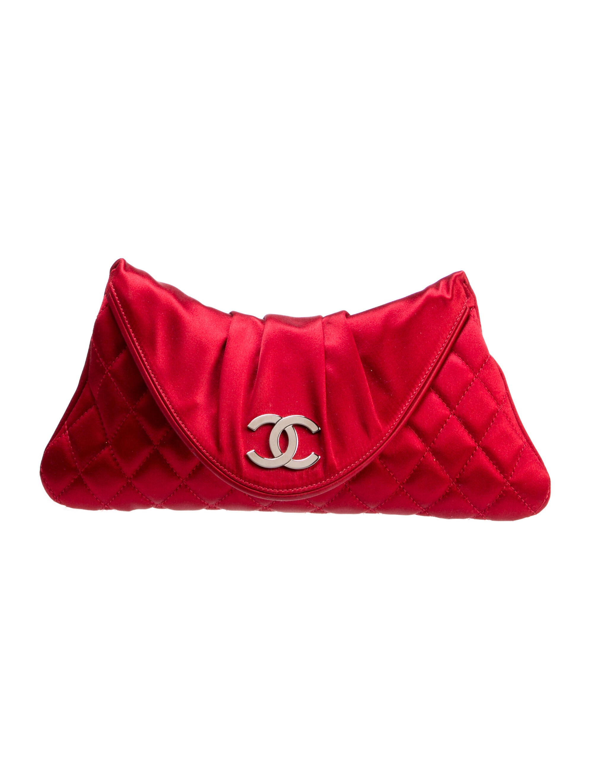Chanel Satin Half Moon Clutch - Red Clutches, Handbags - CHA1004493 ...