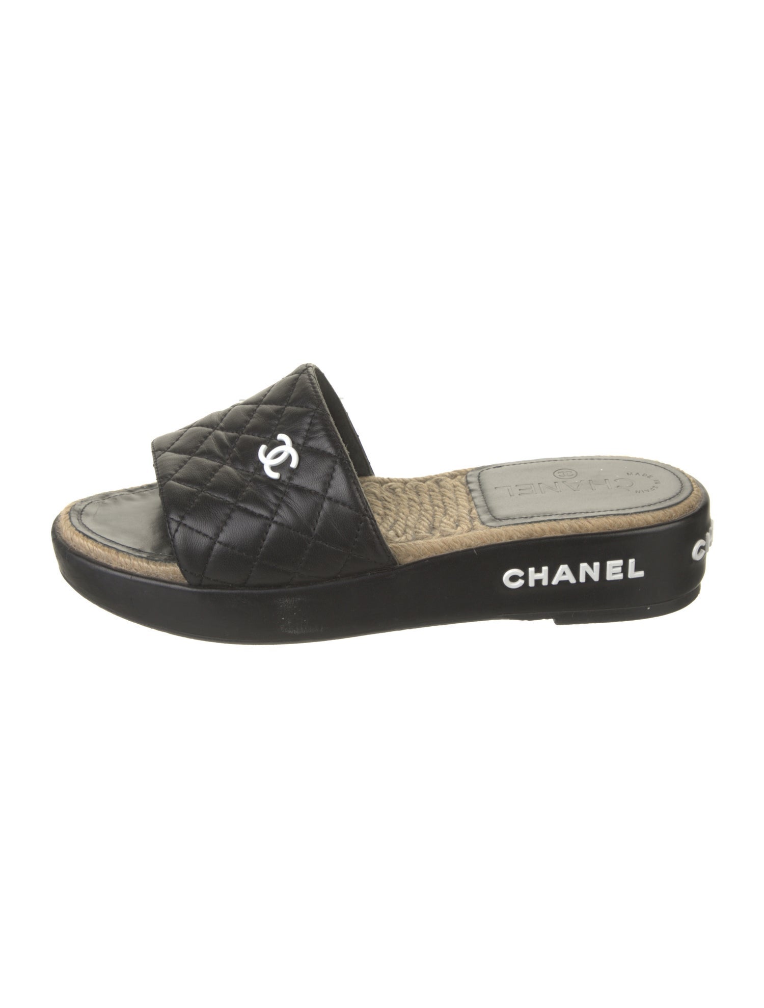 Chanel 2020 Interlocking CC Logo Slides - Black Sandals, Shoes ...