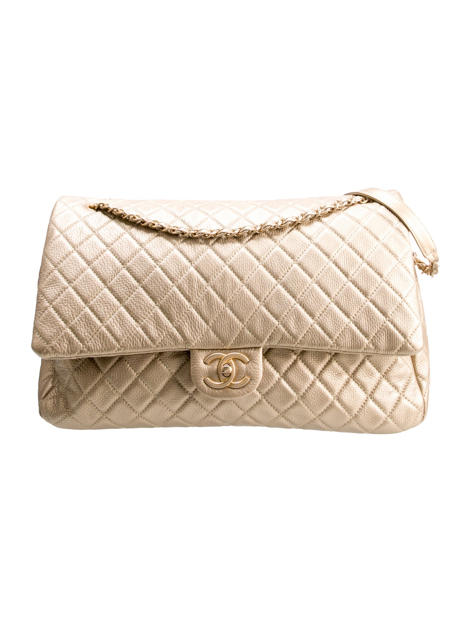 Chanel Large XXL Flap Bag - Gold Shoulder Bags, Handbags - CHA1007942 ...