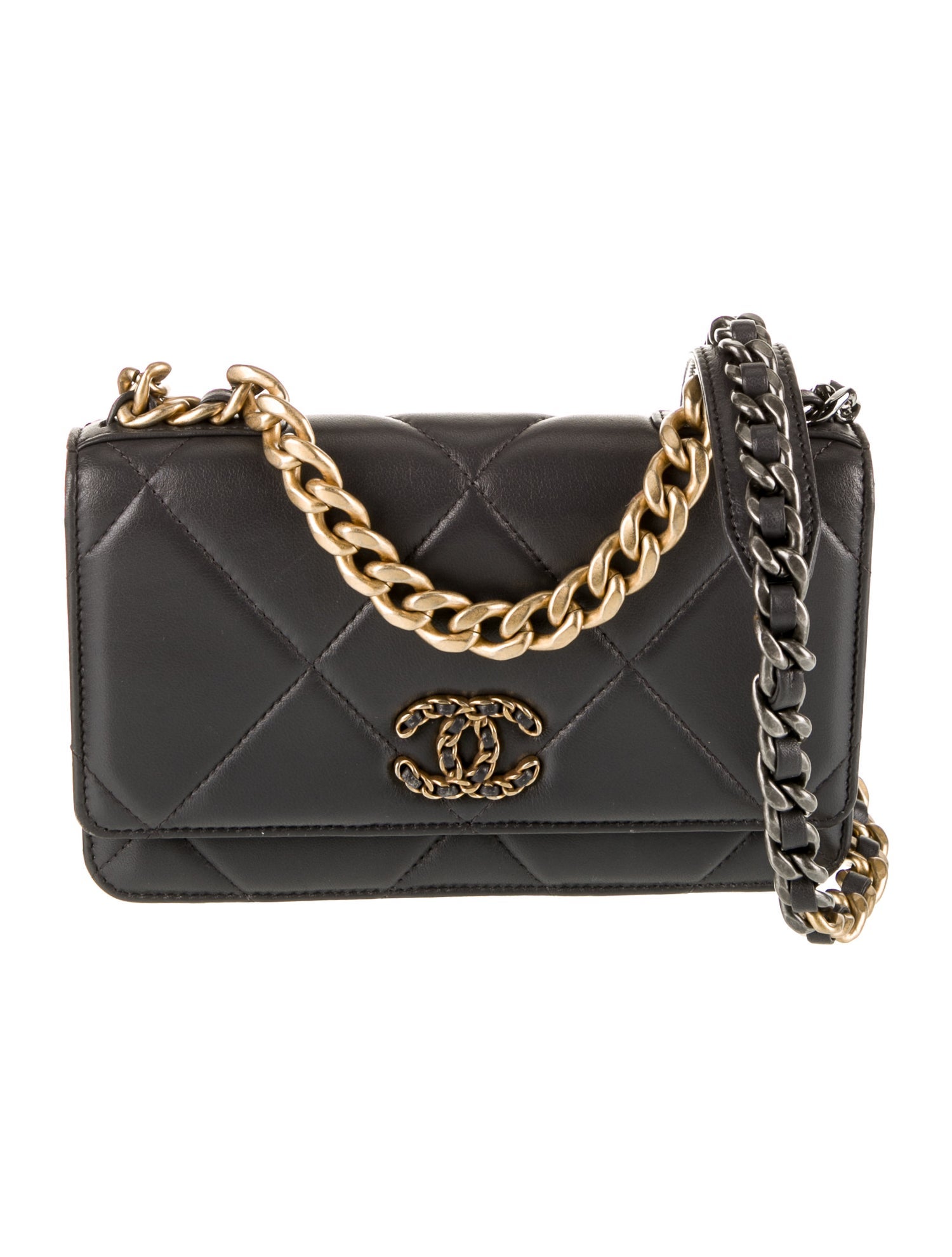 Chanel 19 Wallet On Chain - Grey Crossbody Bags, Handbags - CHA1008297 ...