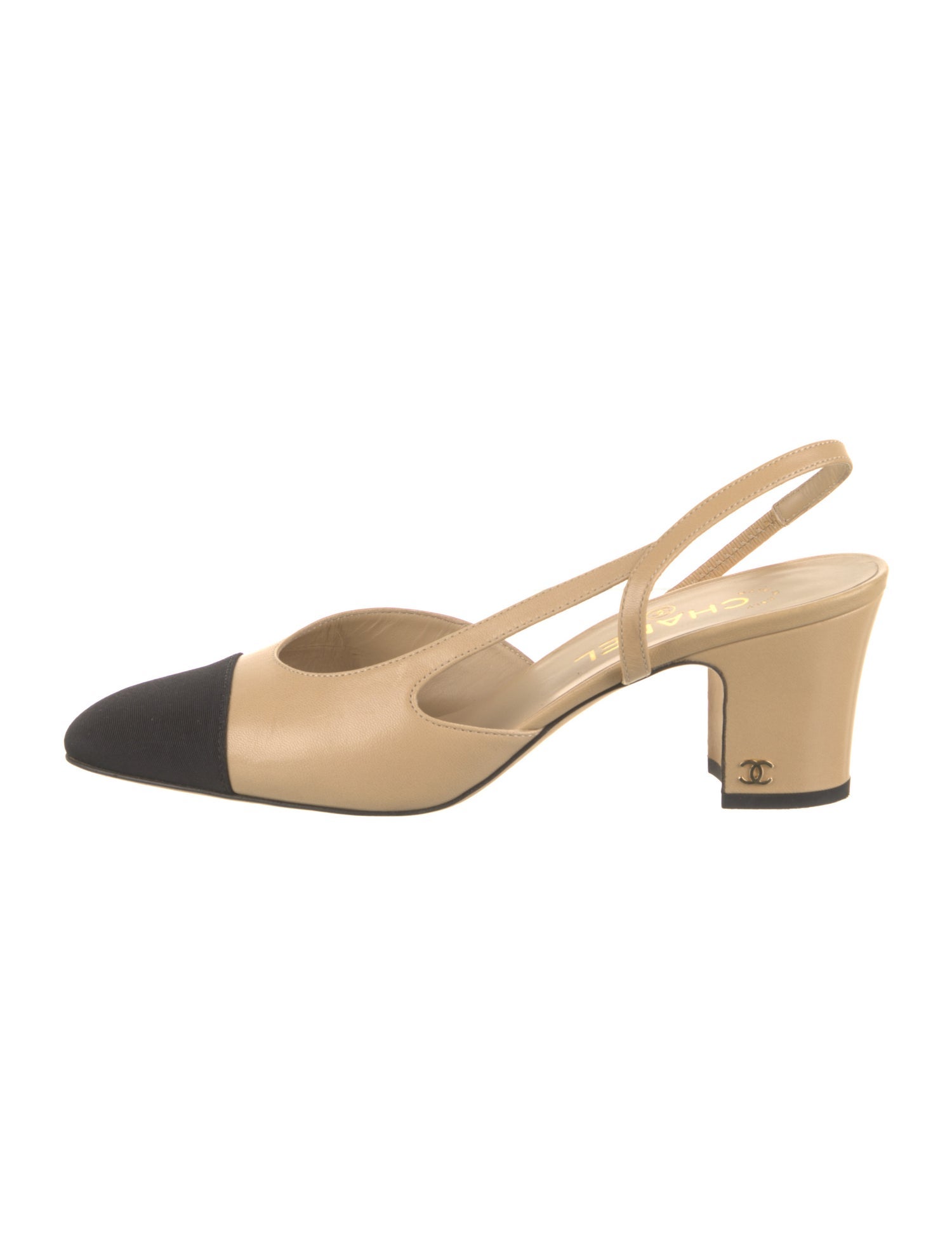 Chanel Interlocking CC Logo Leather Slingback Pumps - Neutrals Pumps ...