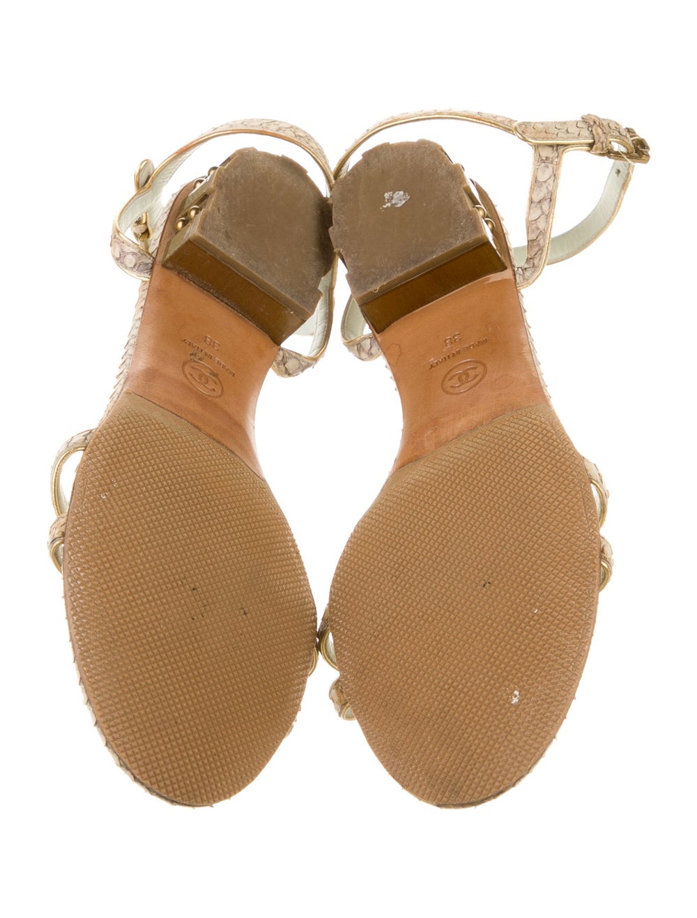 Chanel Interlocking CC Logo Python Sandals - Gem