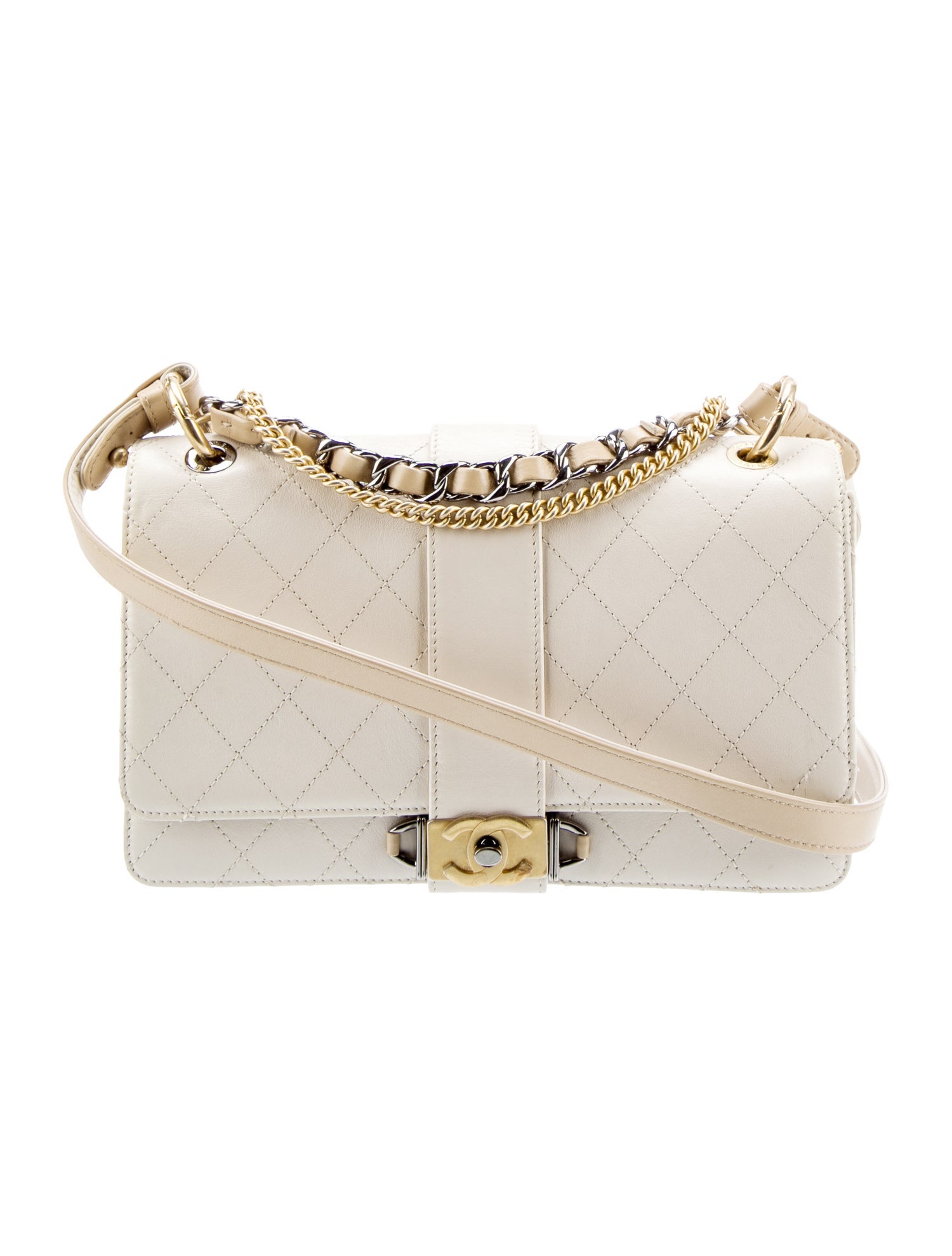 Chanel Quilted Calfskin CC Flap Bag - Neutrals Crossbody Bags, Handbags ...