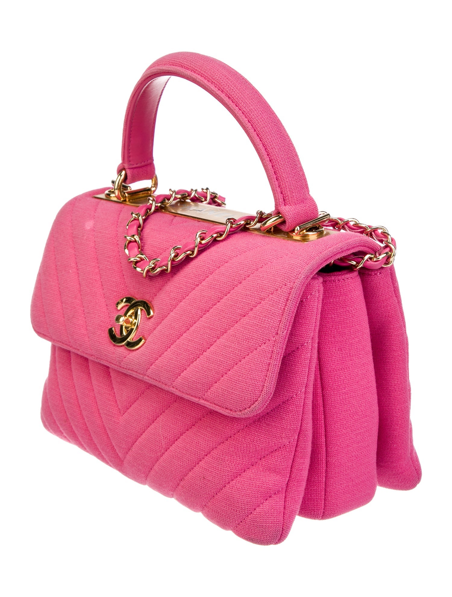 Chanel Small Chevron Trendy Top Handle Bag - Pink Shoulder Bags ...