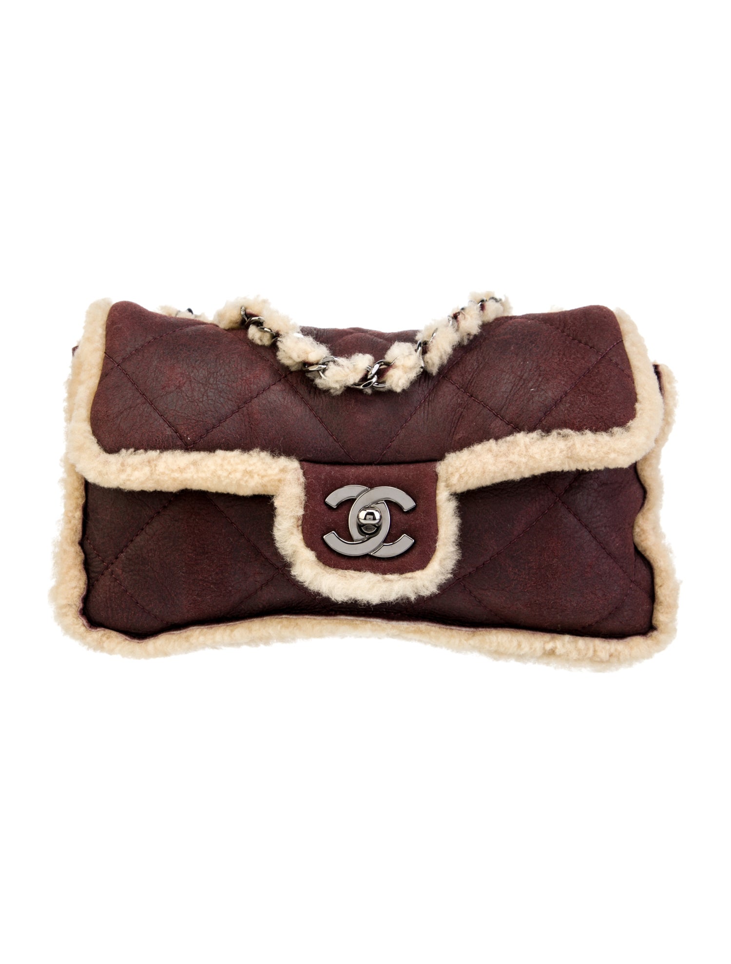 Chanel Small Shearling Classic Flap Bag w/Tags - Burgundy Shoulder Bags ...