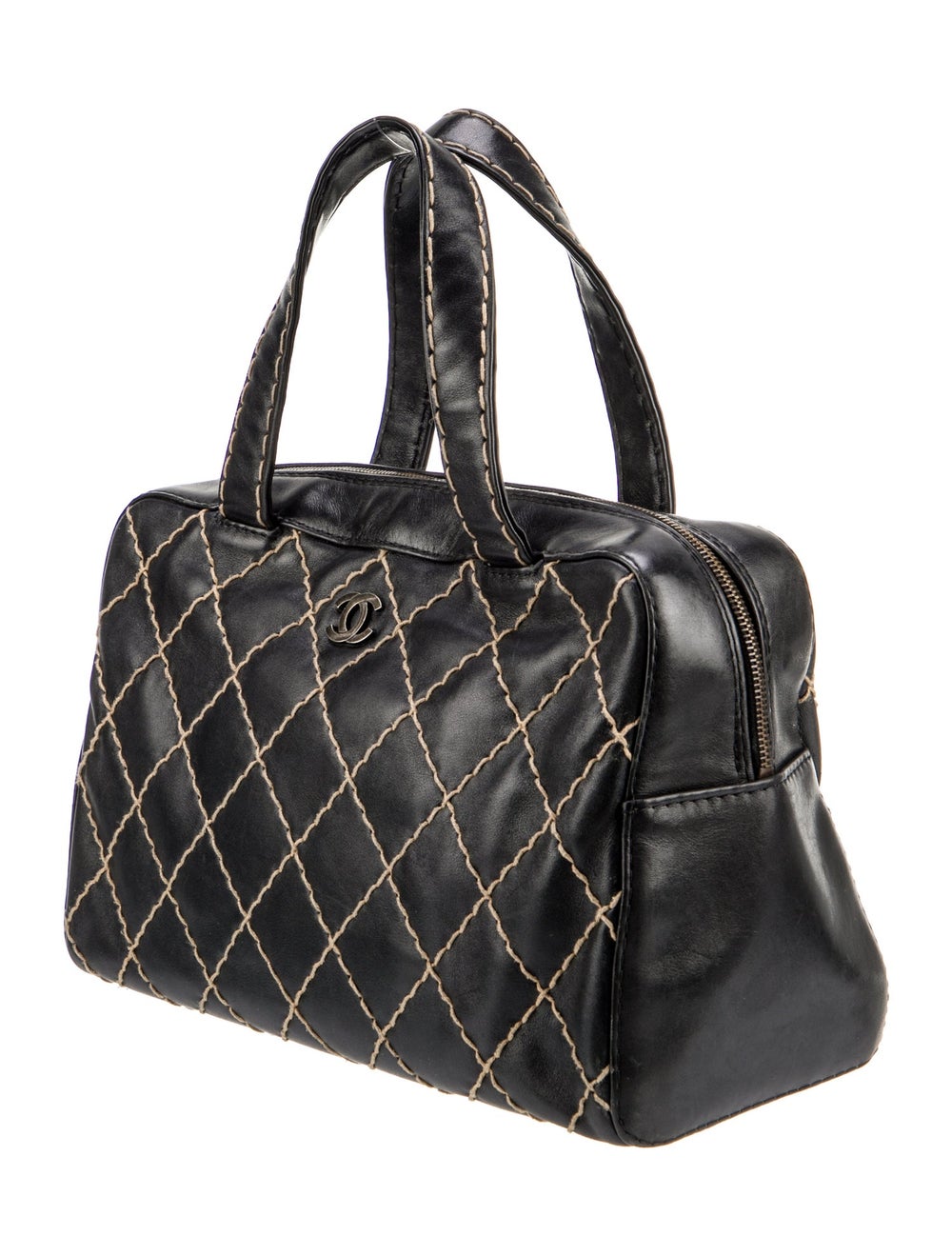 Chanel Surpique Bowler Bag - Black Handle Bags, Handbags - CHA1016342 ...