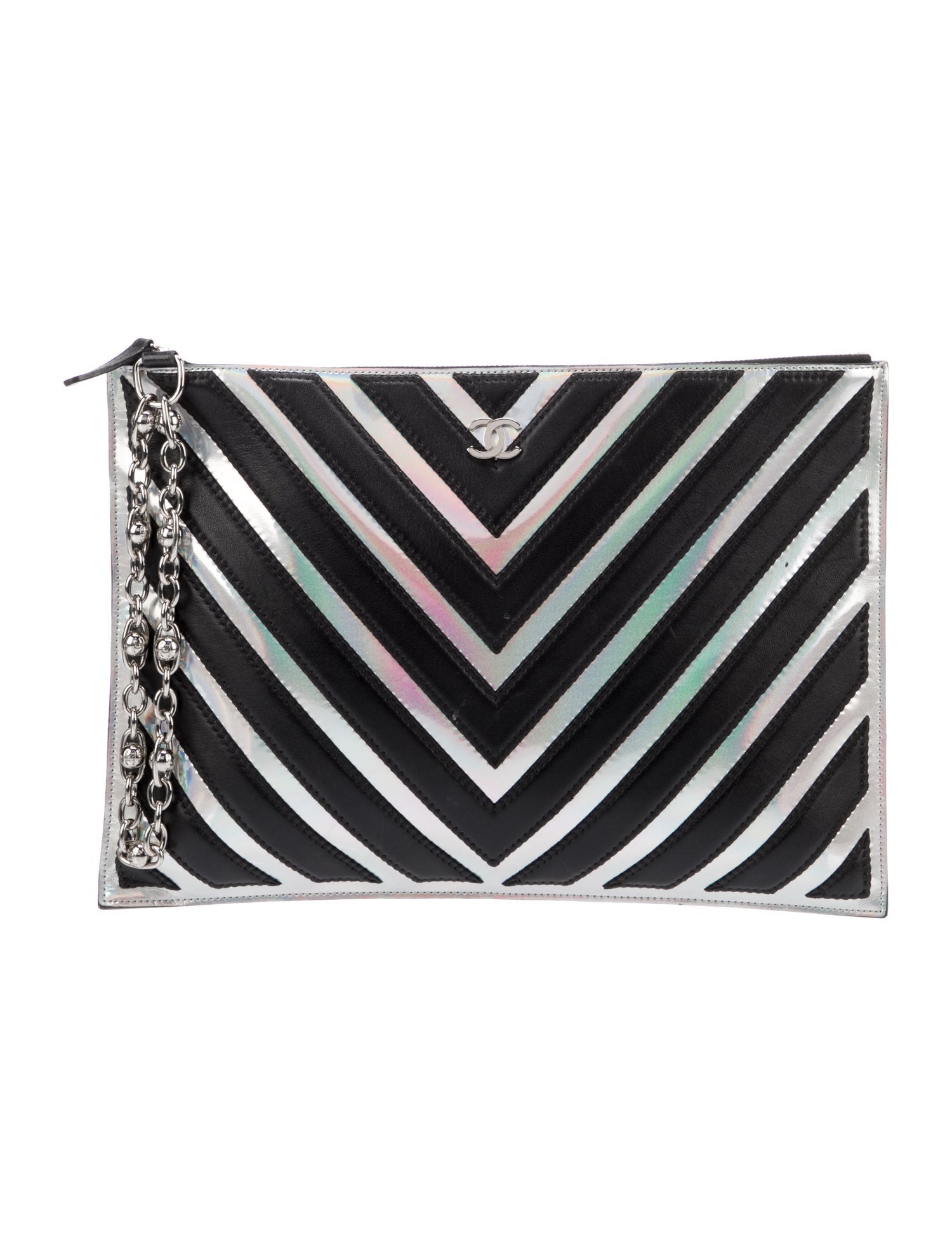 Chanel Chevron CC Holographic Clutch - Black Clutches, Handbags ...