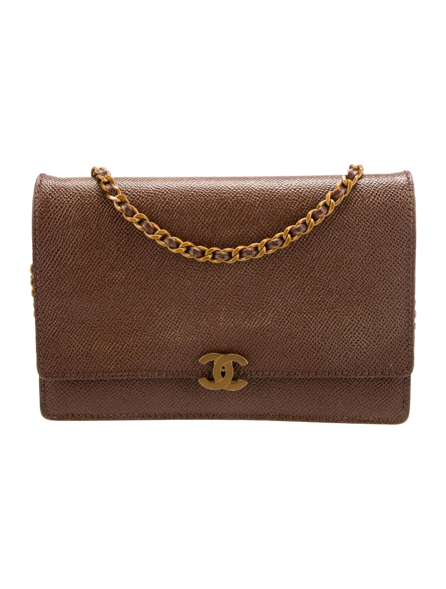 Chanel Grained Wallet On Chain - Brown Crossbody Bags, Handbags ...