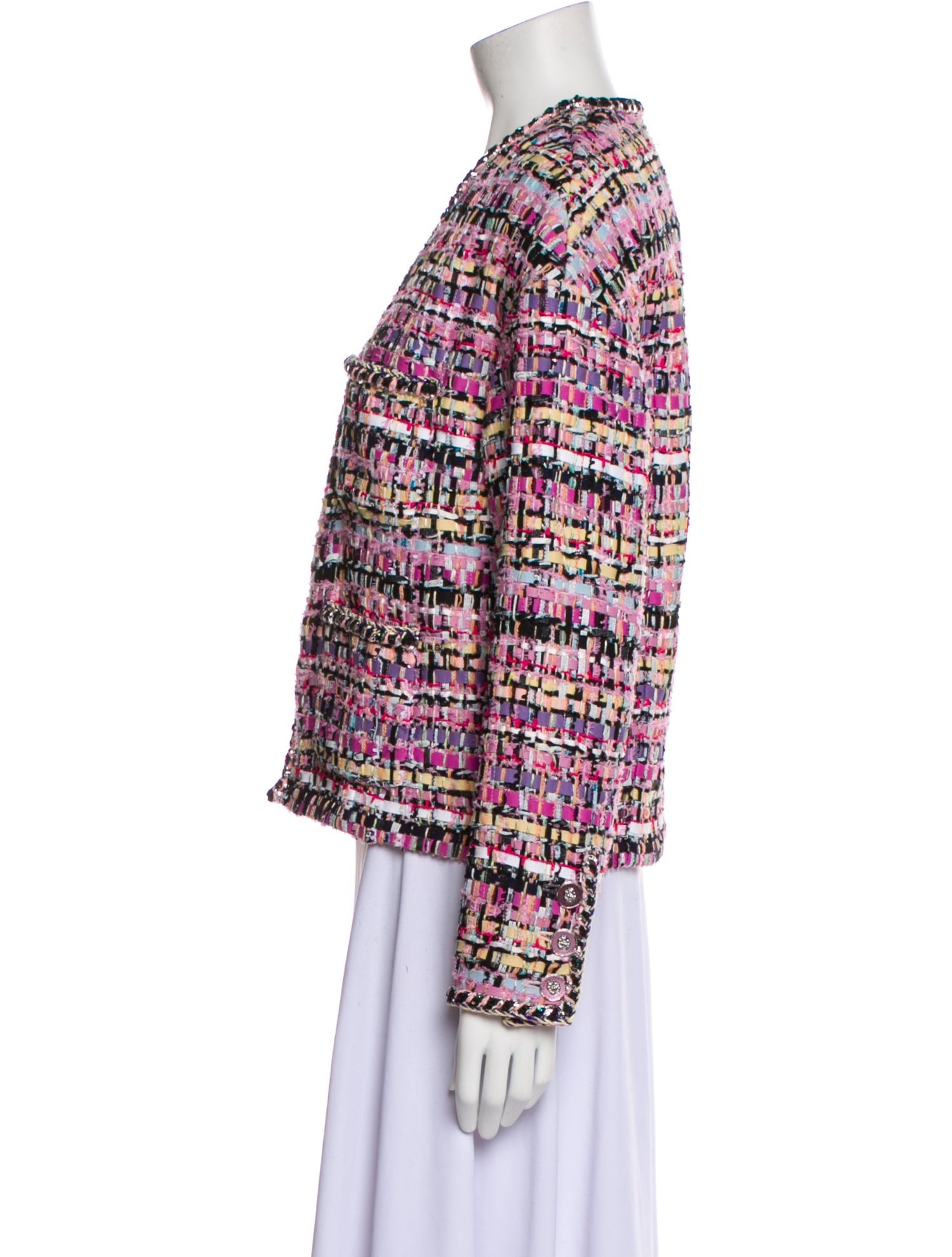 Chanel 2018 Tweed Pattern Evening Jacket - Blue Jackets, Clothing ...