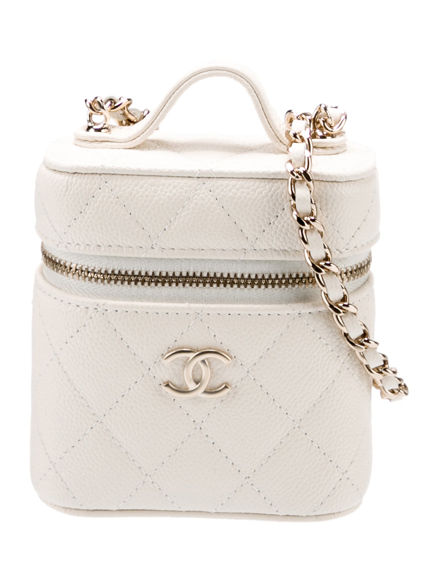 Chanel Mini Handle With Care Vanity Case w/ Tags - White Mini Bags ...