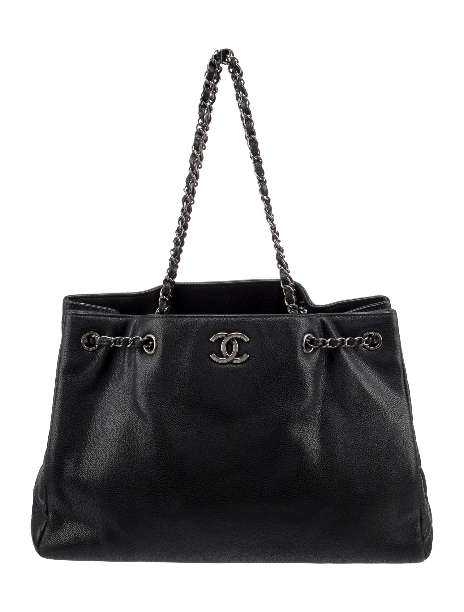 Chanel Large Woven Chain Tote - Black Totes, Handbags - CHA1018327 ...