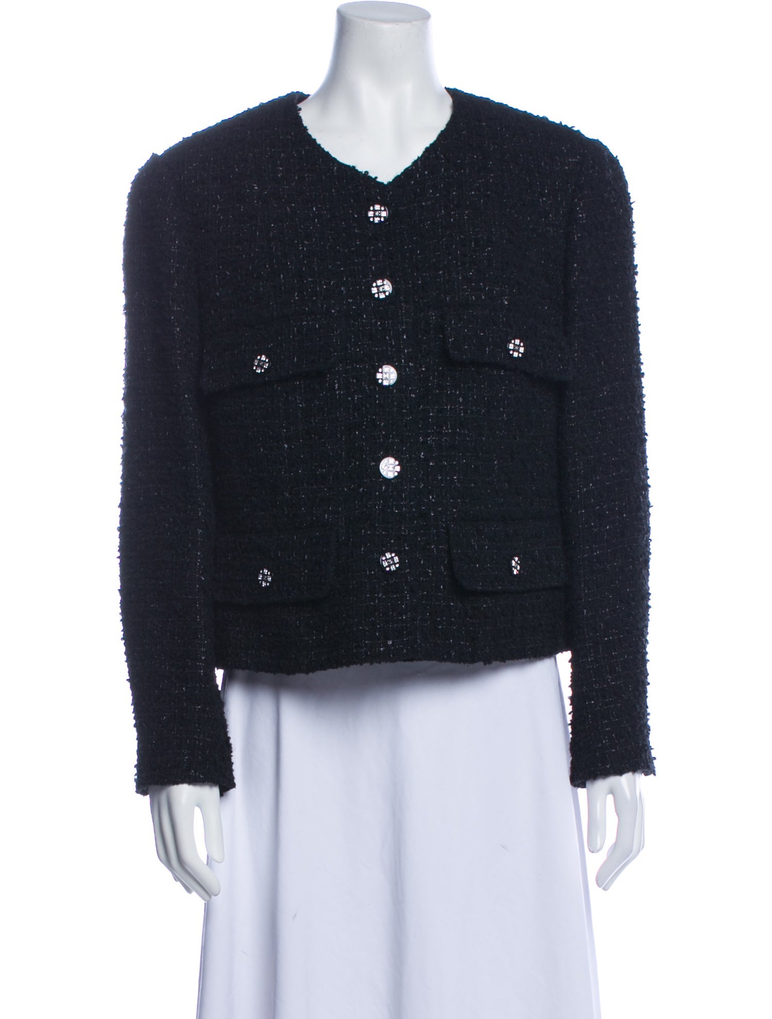 Chanel 2021 Tweed Pattern Evening Jacket - Black Jackets, Clothing ...