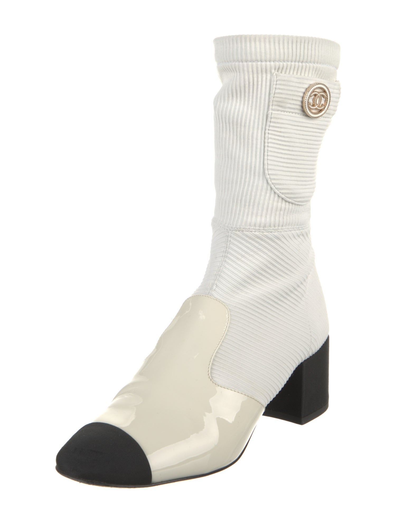 Chanel 2022 Interlocking CC Logo Sock Boots - White Boots, Shoes ...