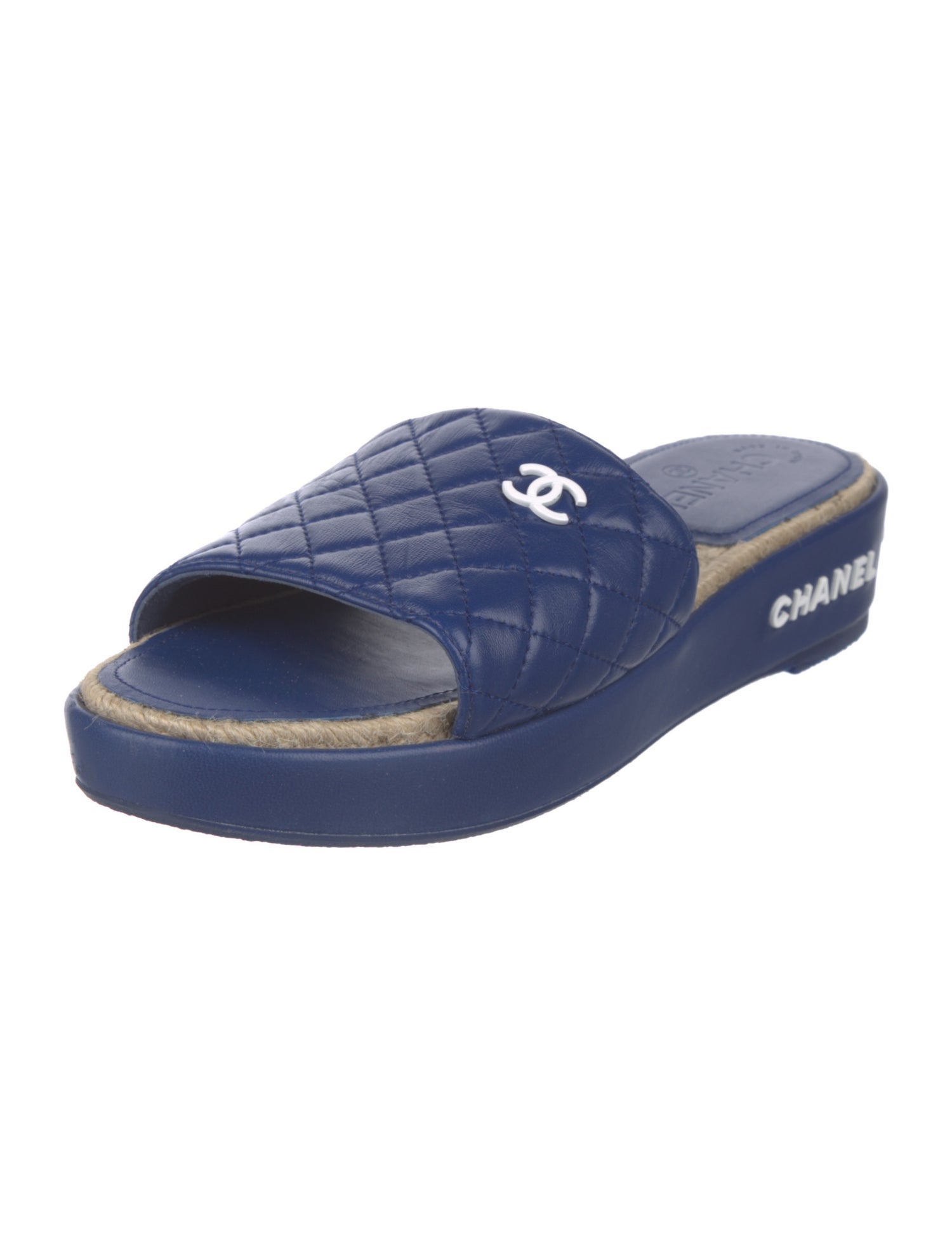 Chanel Interlocking CC Logo Leather Slides - Black Sandals, Shoes ...