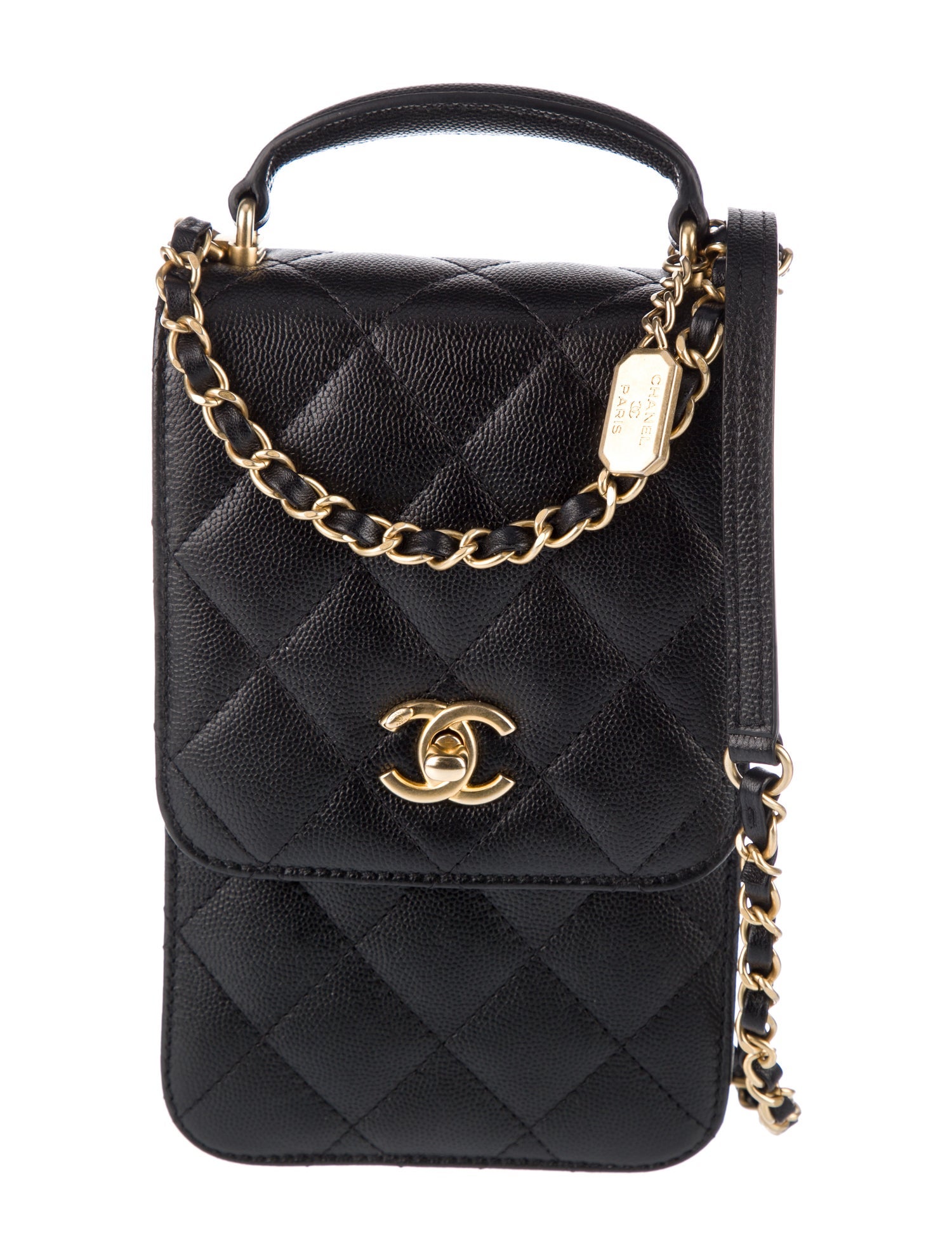Chanel Mini Caviar Top Handle Flap Bag - Black Crossbody Bags, Handbags ...