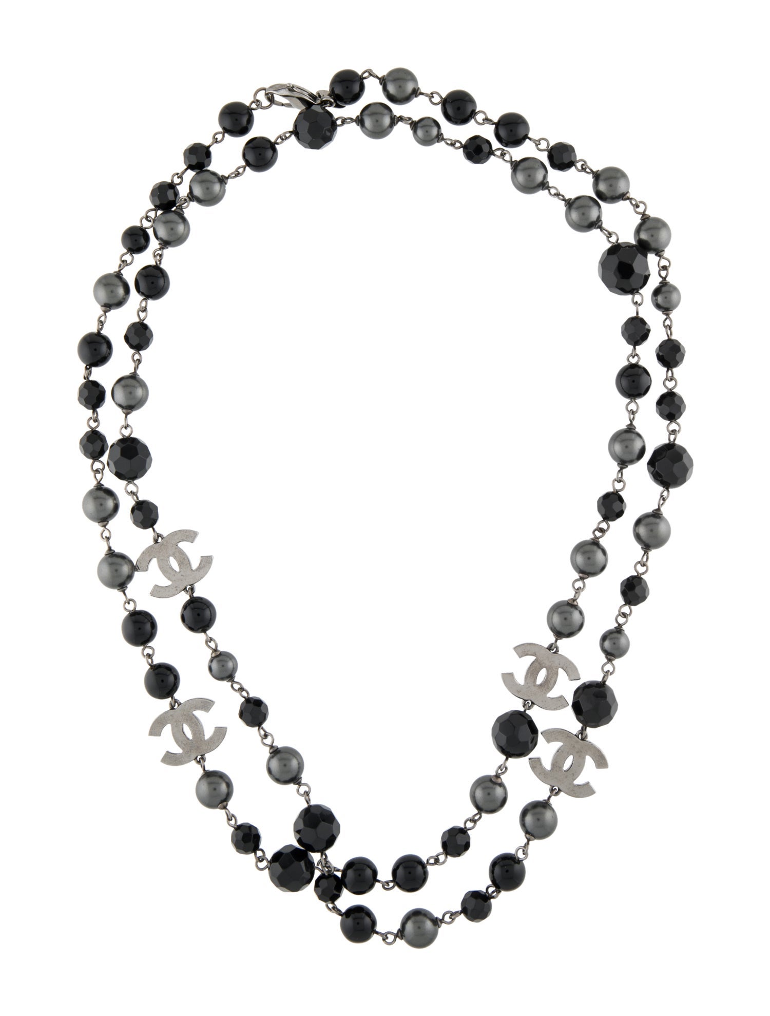 Chanel Faux Pearl & Resin CC Bead Strand Necklace - Ruthenium-Plated ...