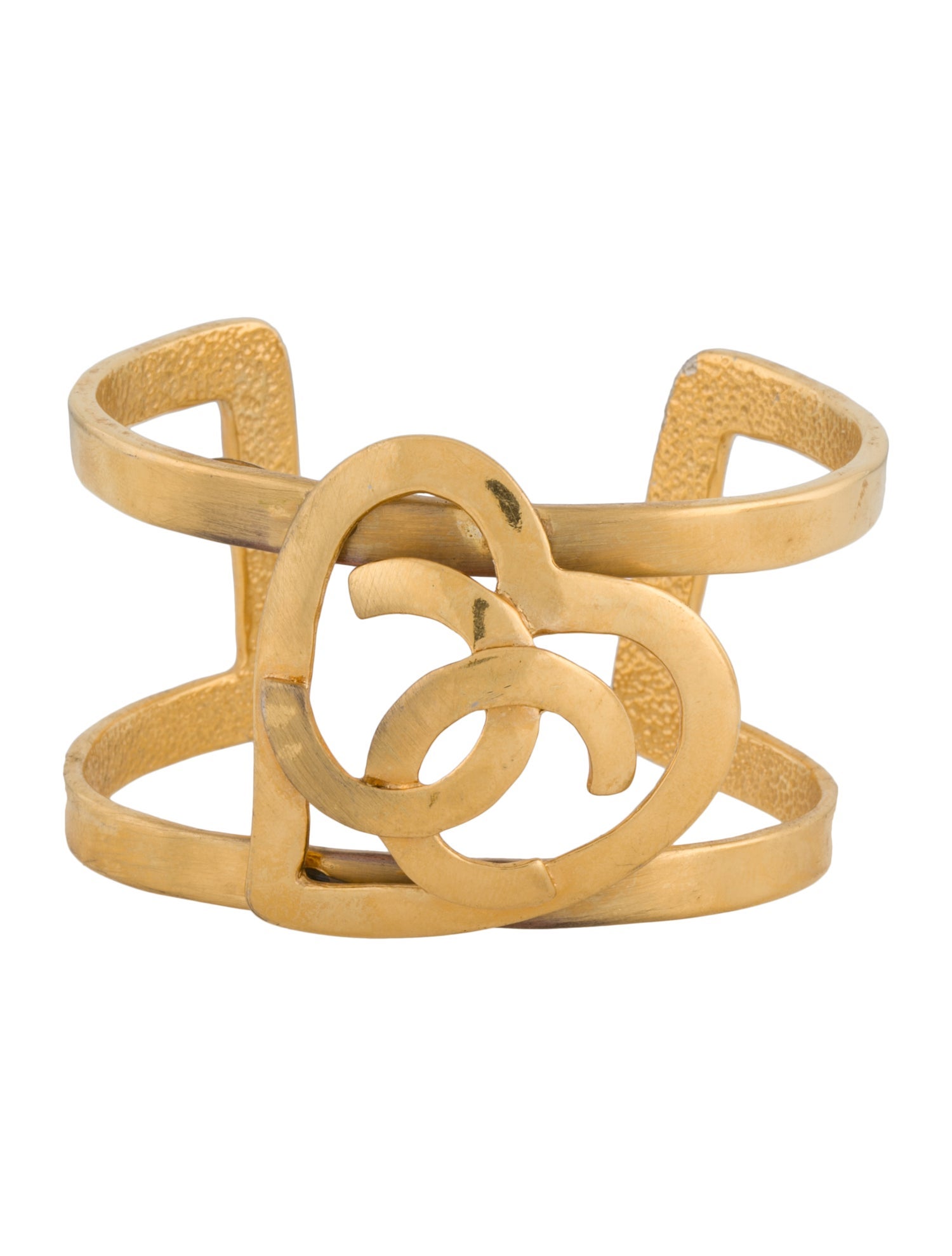 Chanel Vintage CC Heart Cuff - Gold-Plated Cuff, Bracelets - CHA1026428 ...