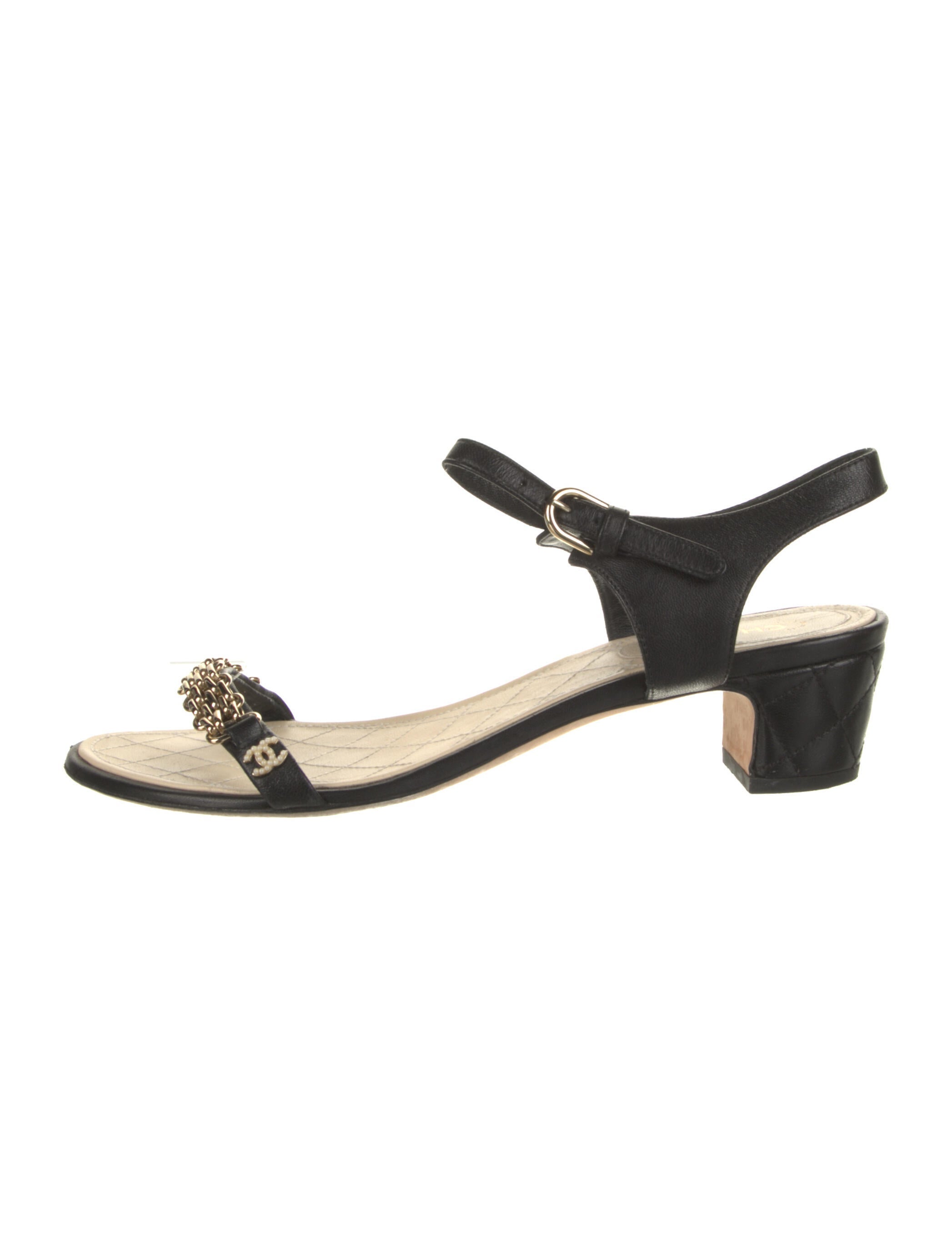 Chanel Interlocking CC Logo Leather Sandals - Black Sandals, Shoes ...