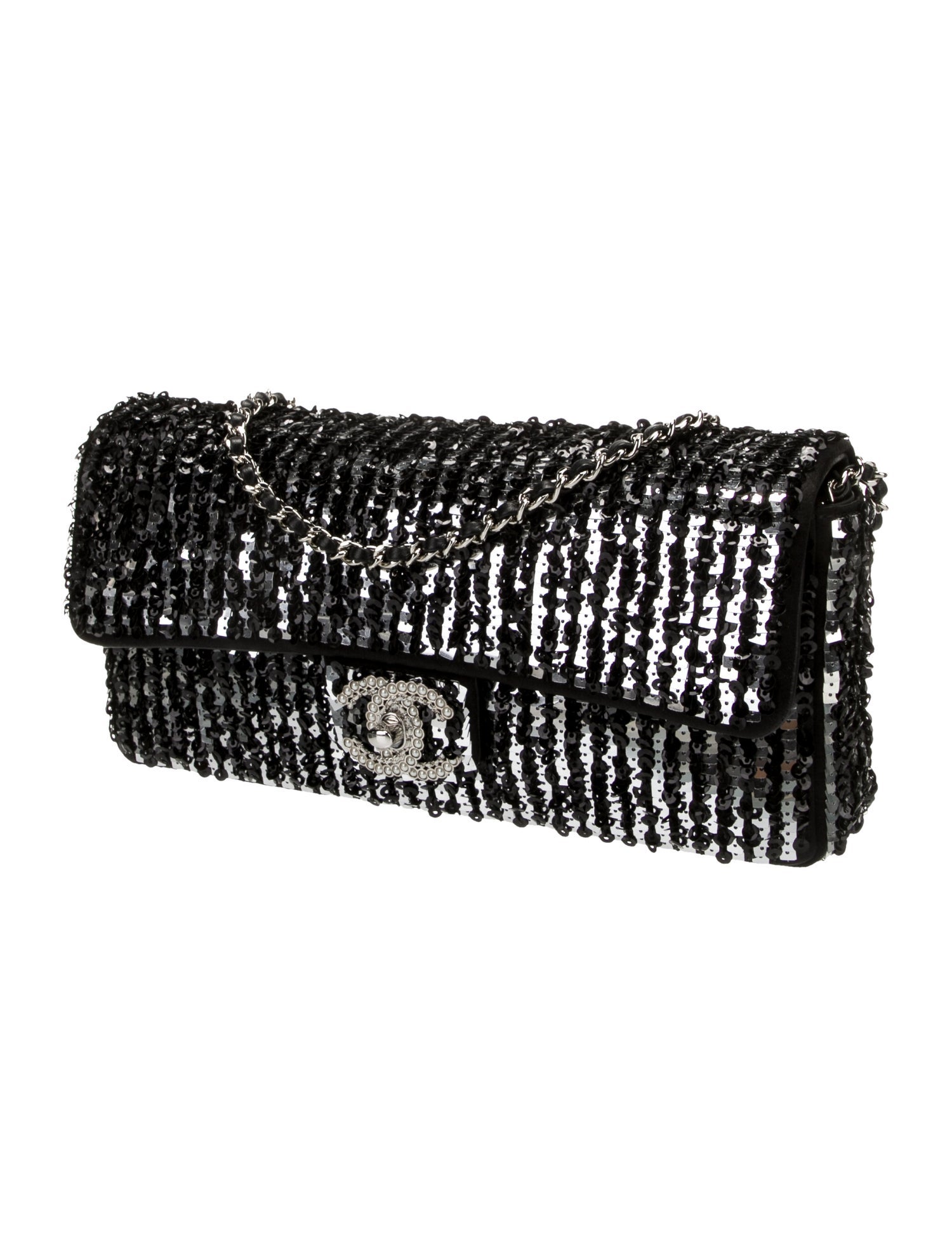 Chanel Sequin CC E/W Flap Bag - Black Shoulder Bags, Handbags ...