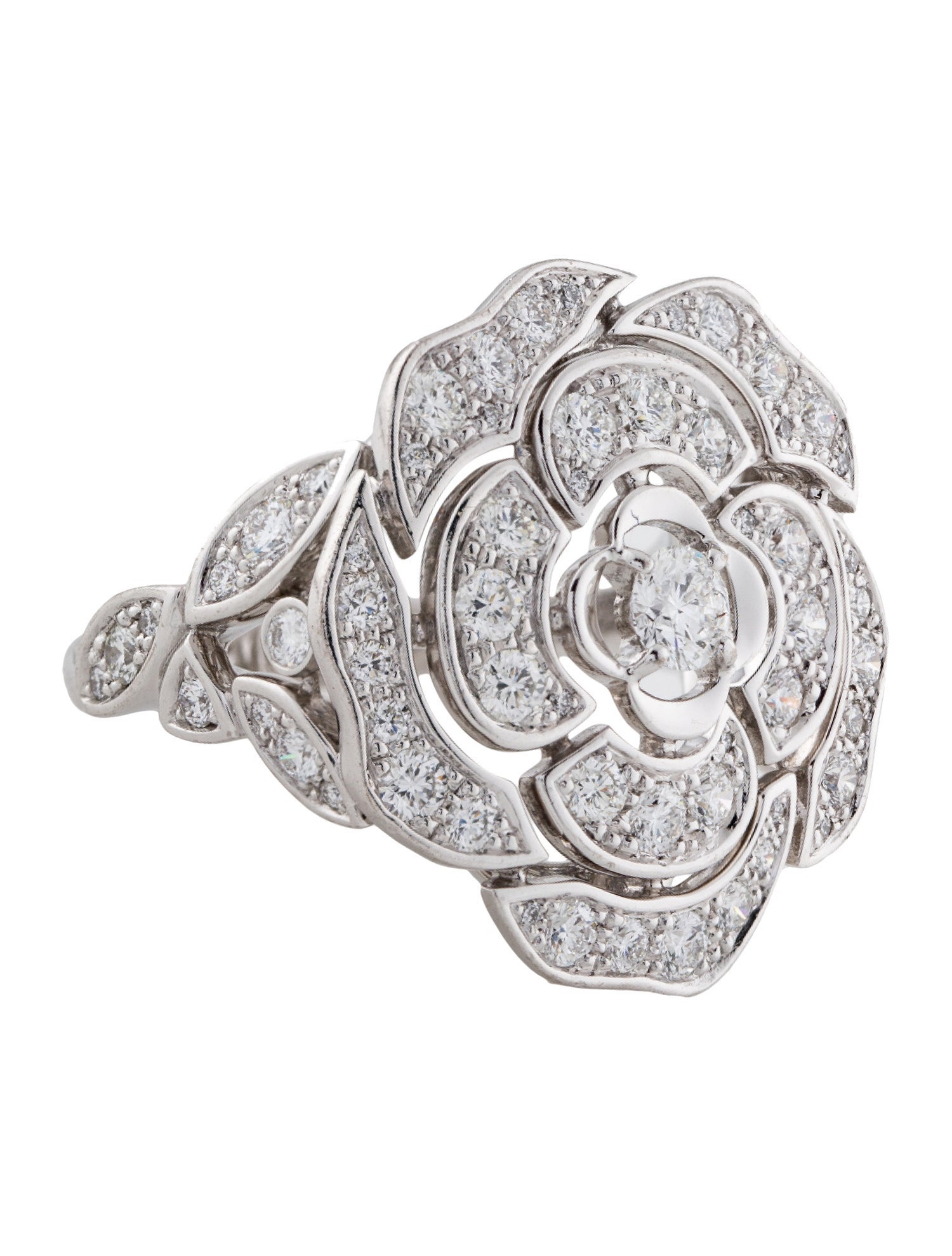 Chanel 18K 1.44ctw Diamond Bouton De Camelia Ring - 18K Yellow Gold ...