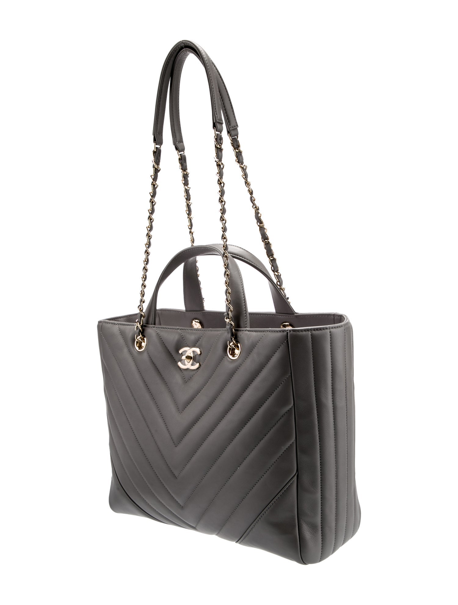 Saint Laurent Chevron Large Monogram Tote - Neutrals Totes, Handbags ...
