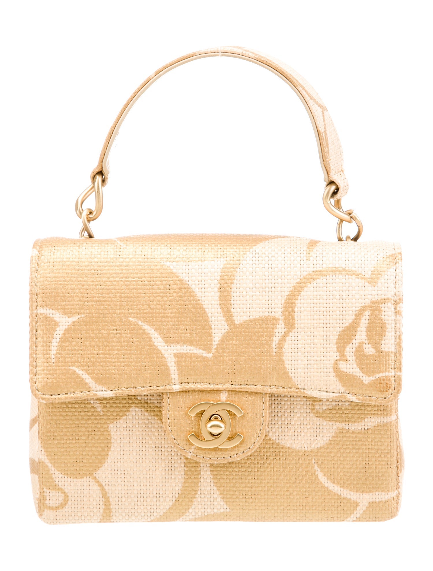 Chanel Camellia Raffia Mini Flap Bag - Gold Handle Bags, Handbags ...