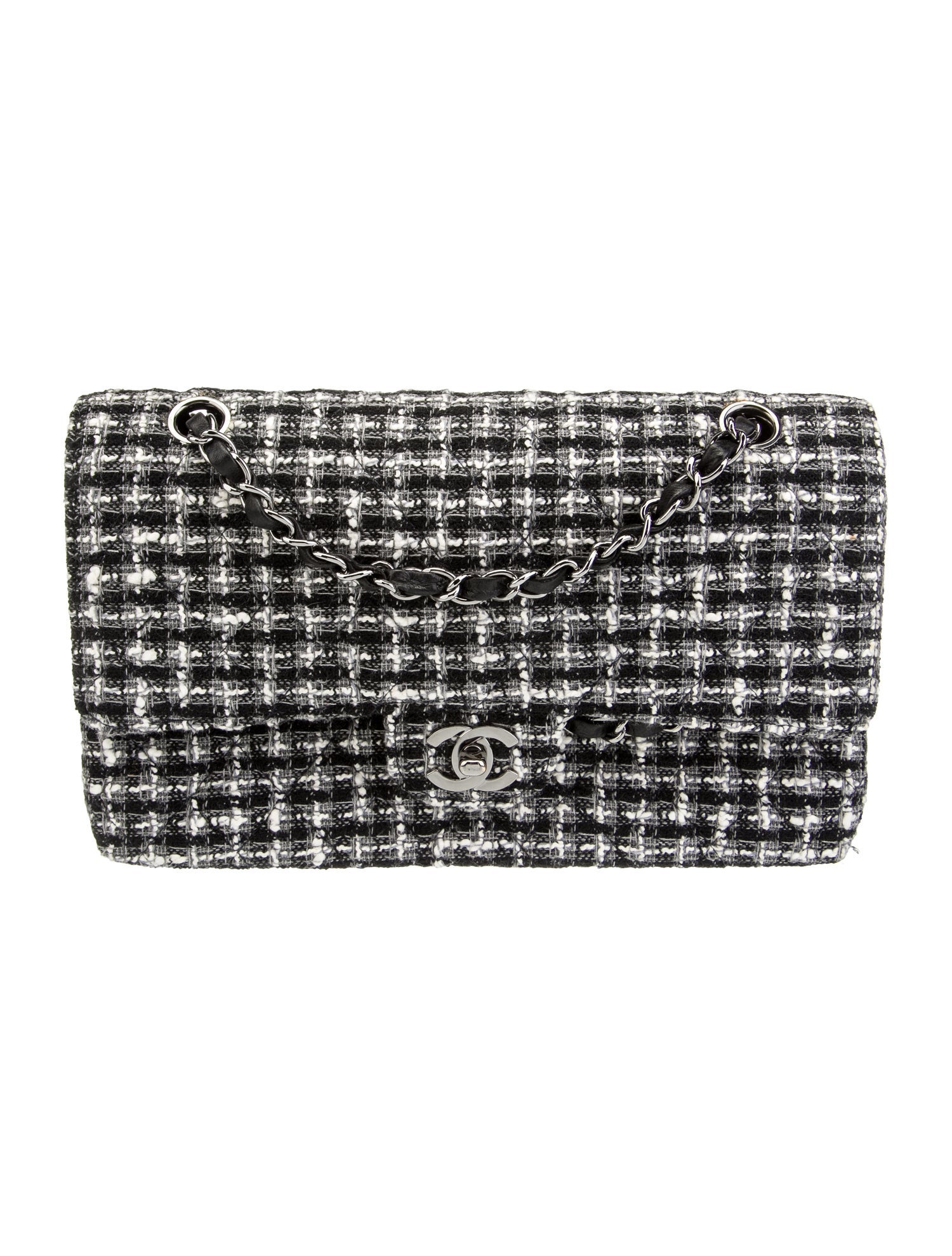Chanel Classic Medium Tweed Double Flap - Black Shoulder Bags, Handbags ...