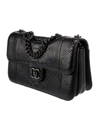 Chanel Medium Python Perfect Edge Flap Bag - Black Shoulder Bags ...