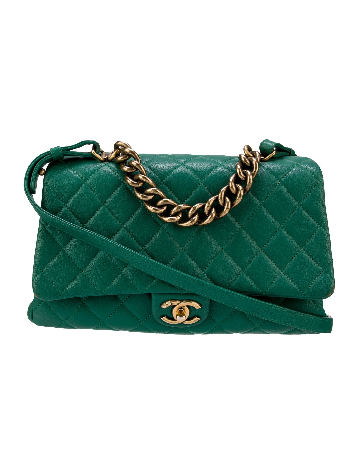 Chanel Paris-Rome Large Trapezio Flap Bag - Green Handle Bags, Handbags ...